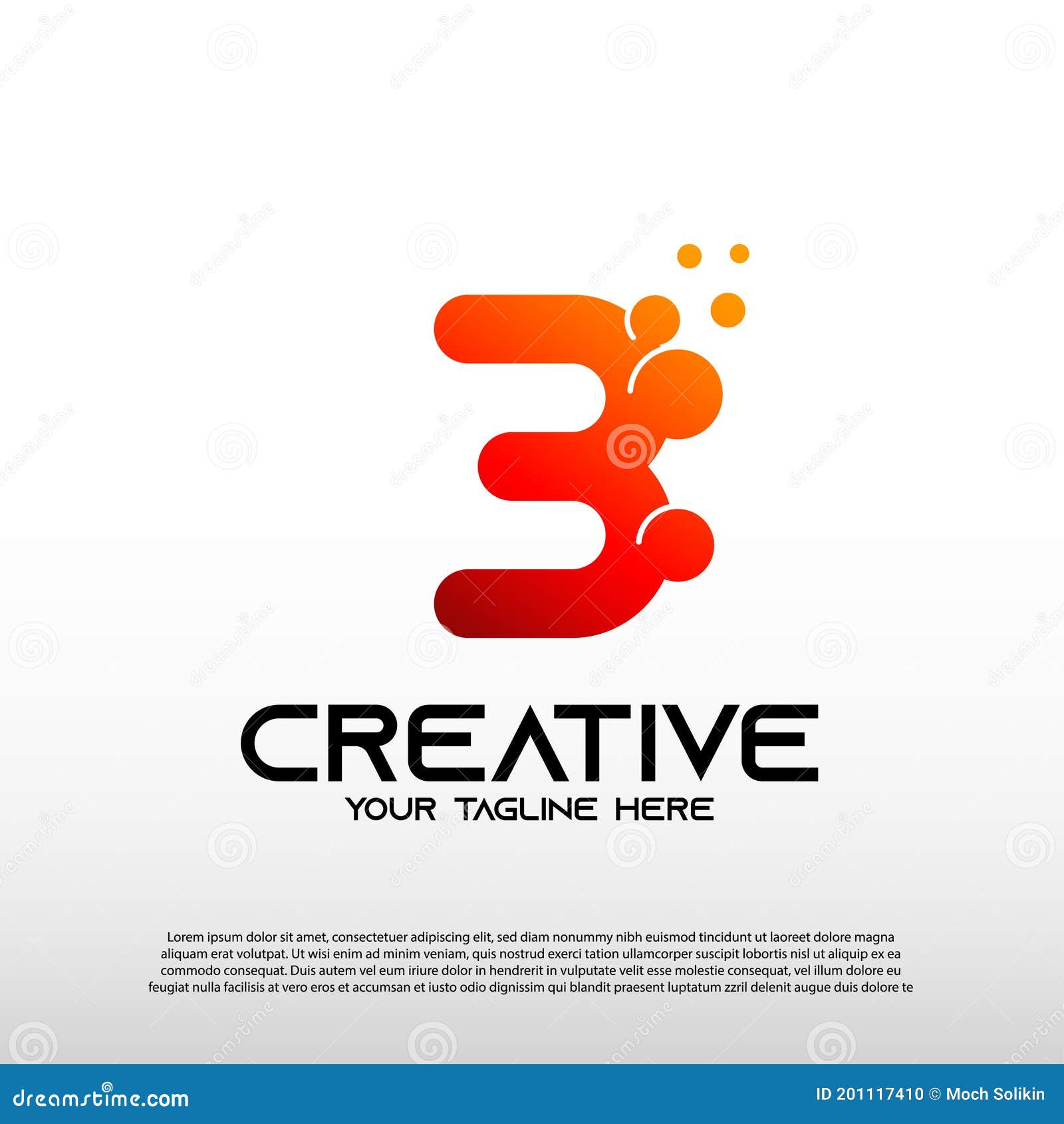 Creative Logo with Initial Number Three, 3. Technology Icon ...