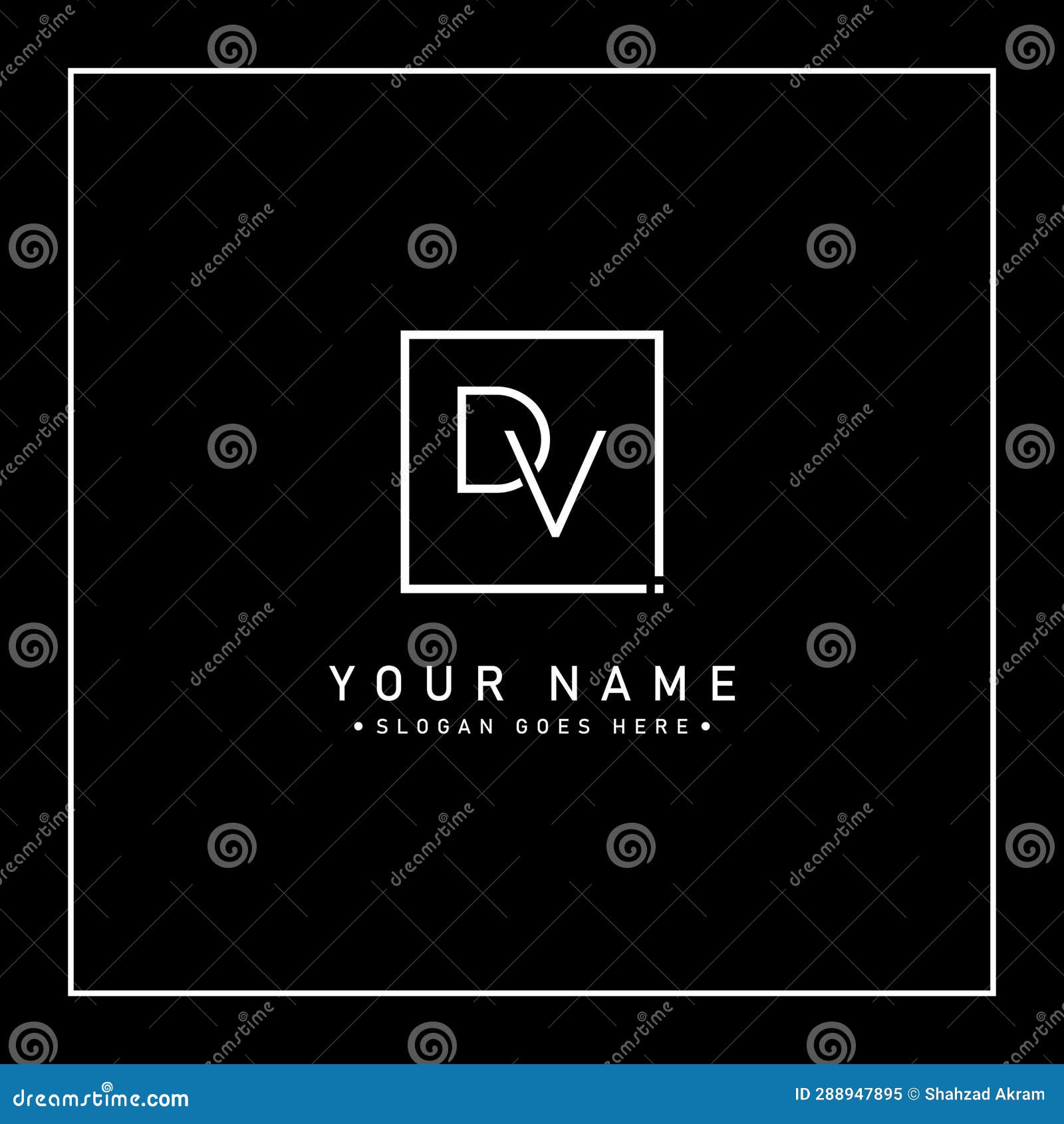 Creative Logo for Initials DV in Monogram Style - Vector Template for ...
