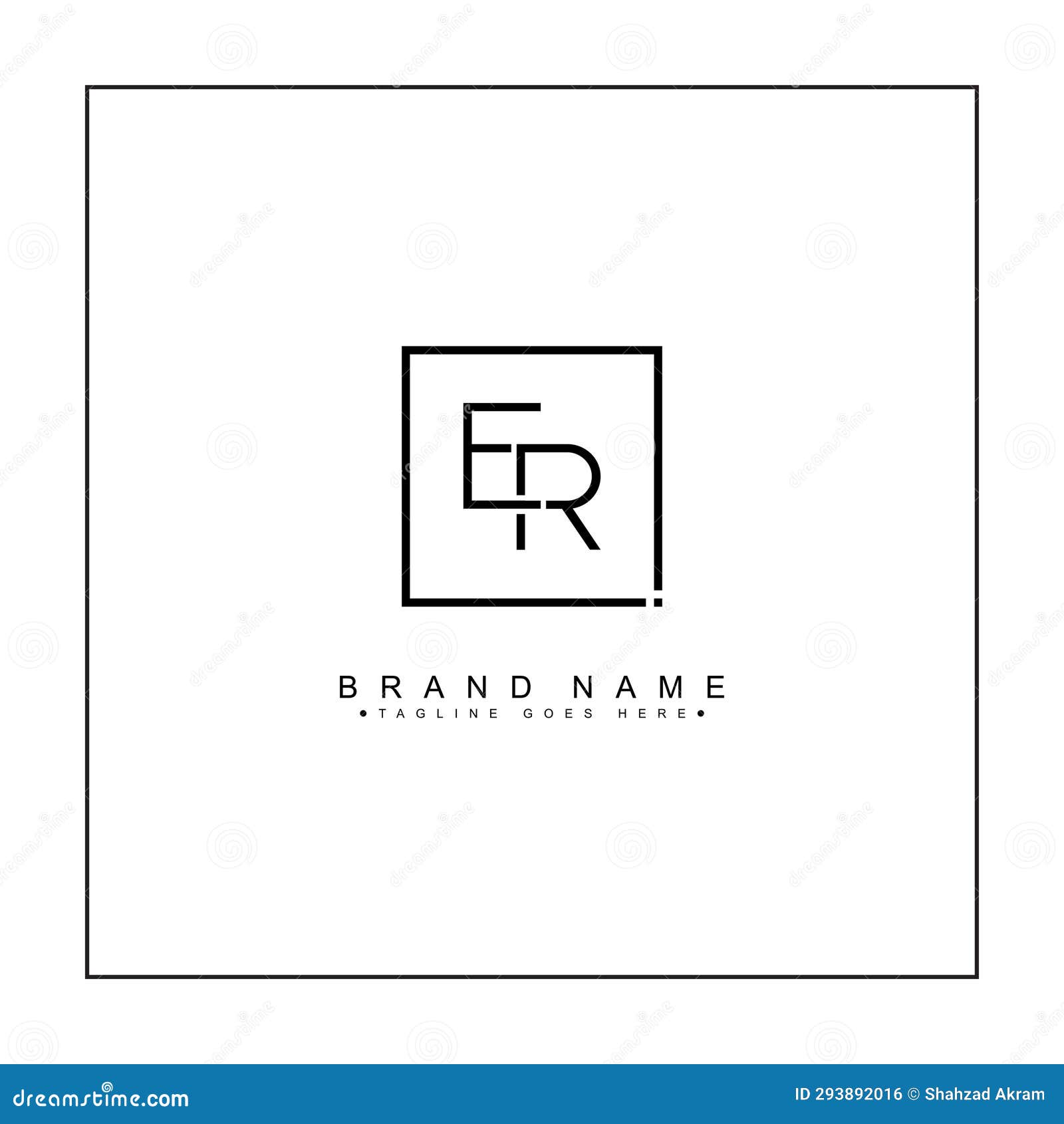 Creative Logo for Initials ER in Monogram Style - Vector Template for ...