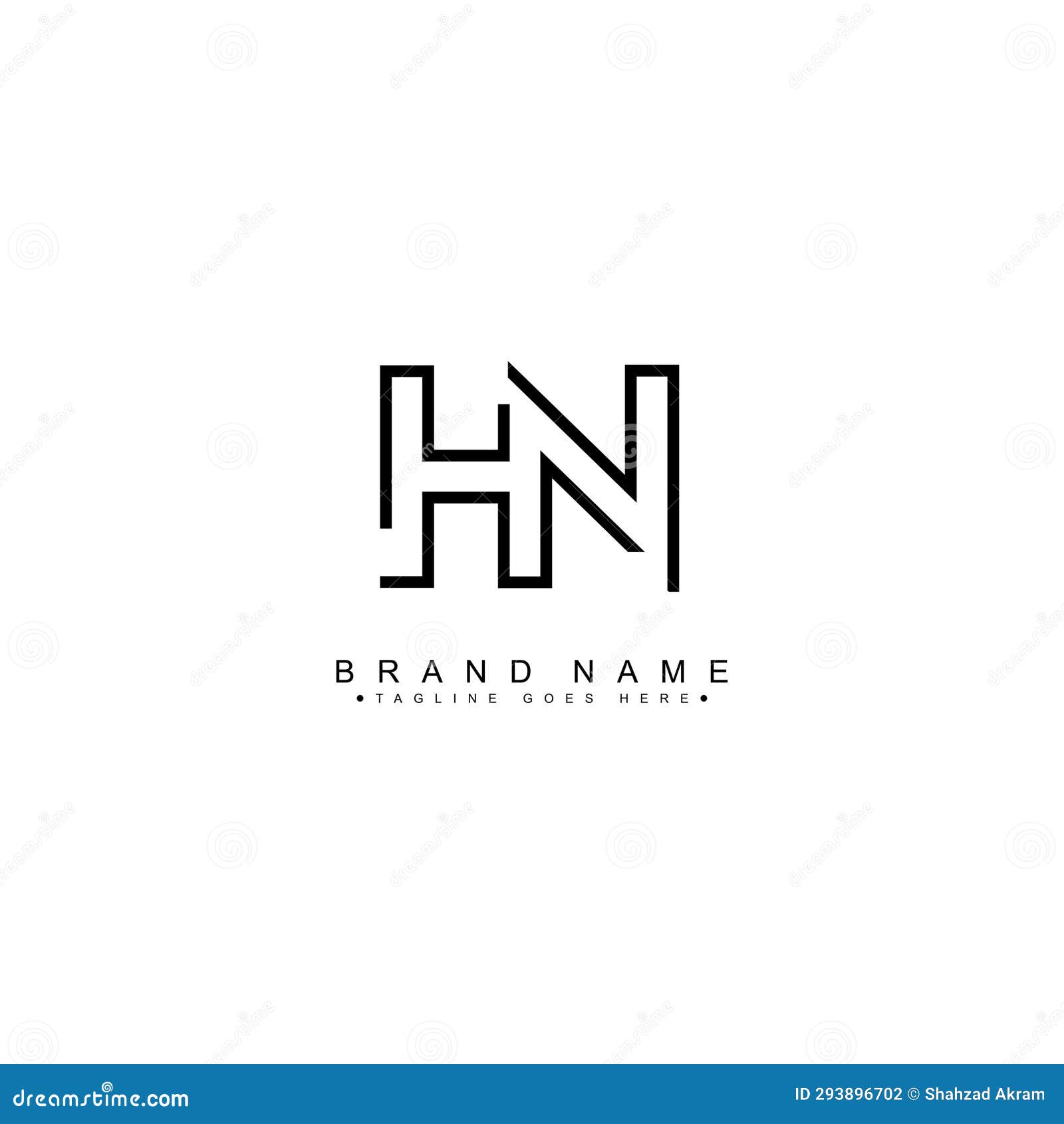 Creative Logo for Initials HN in Monogram Style - Vector Template for ...