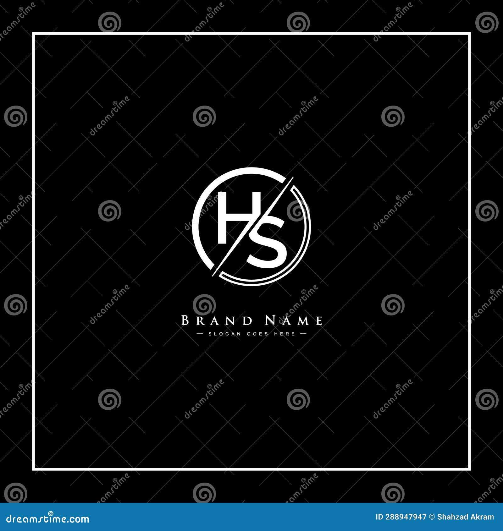 Creative Logo for Initials HS in Monogram Style - Vector Template for ...