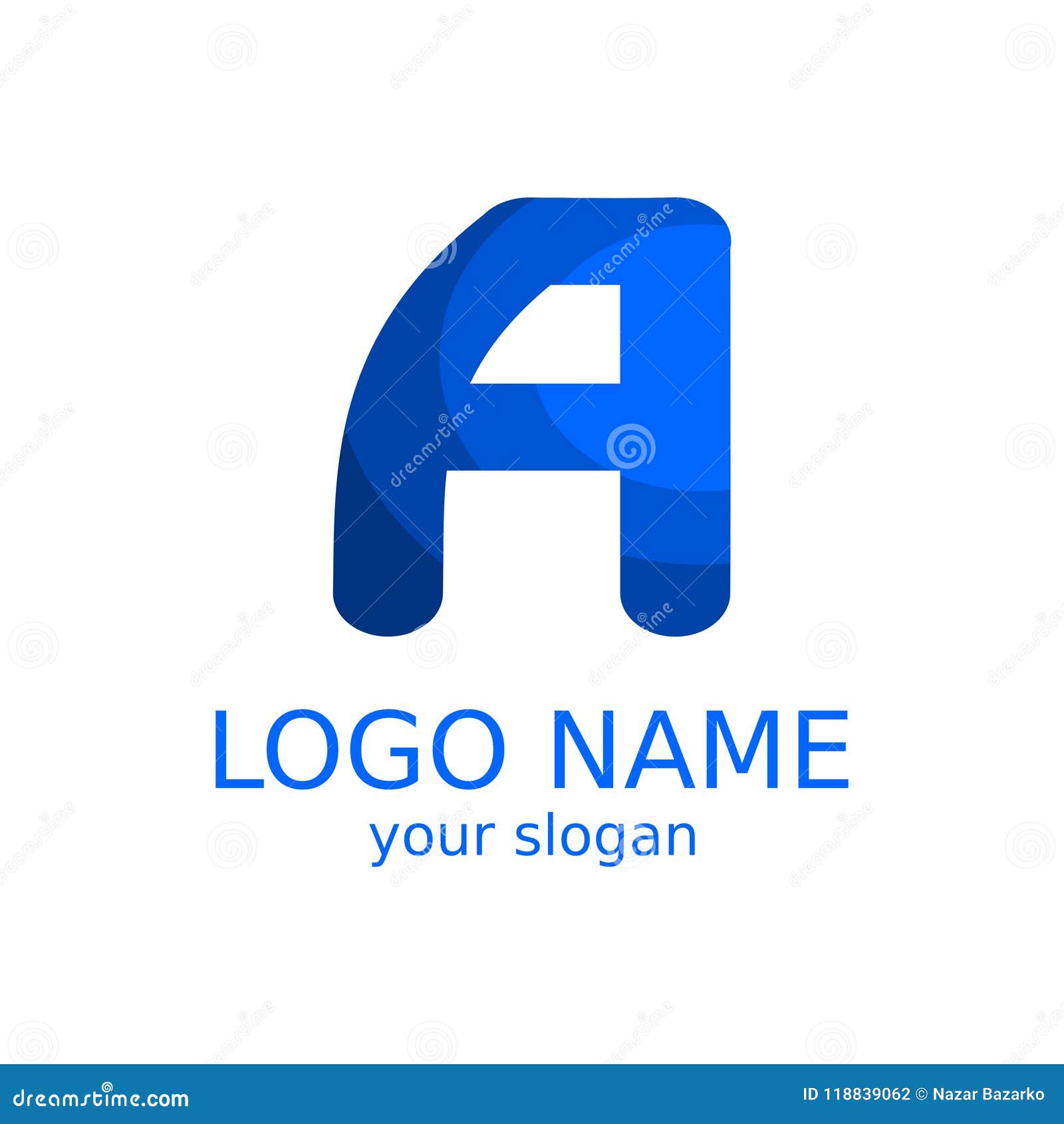 The Creative Logo of the Letter a in Blue Tones. Vector Stock ...