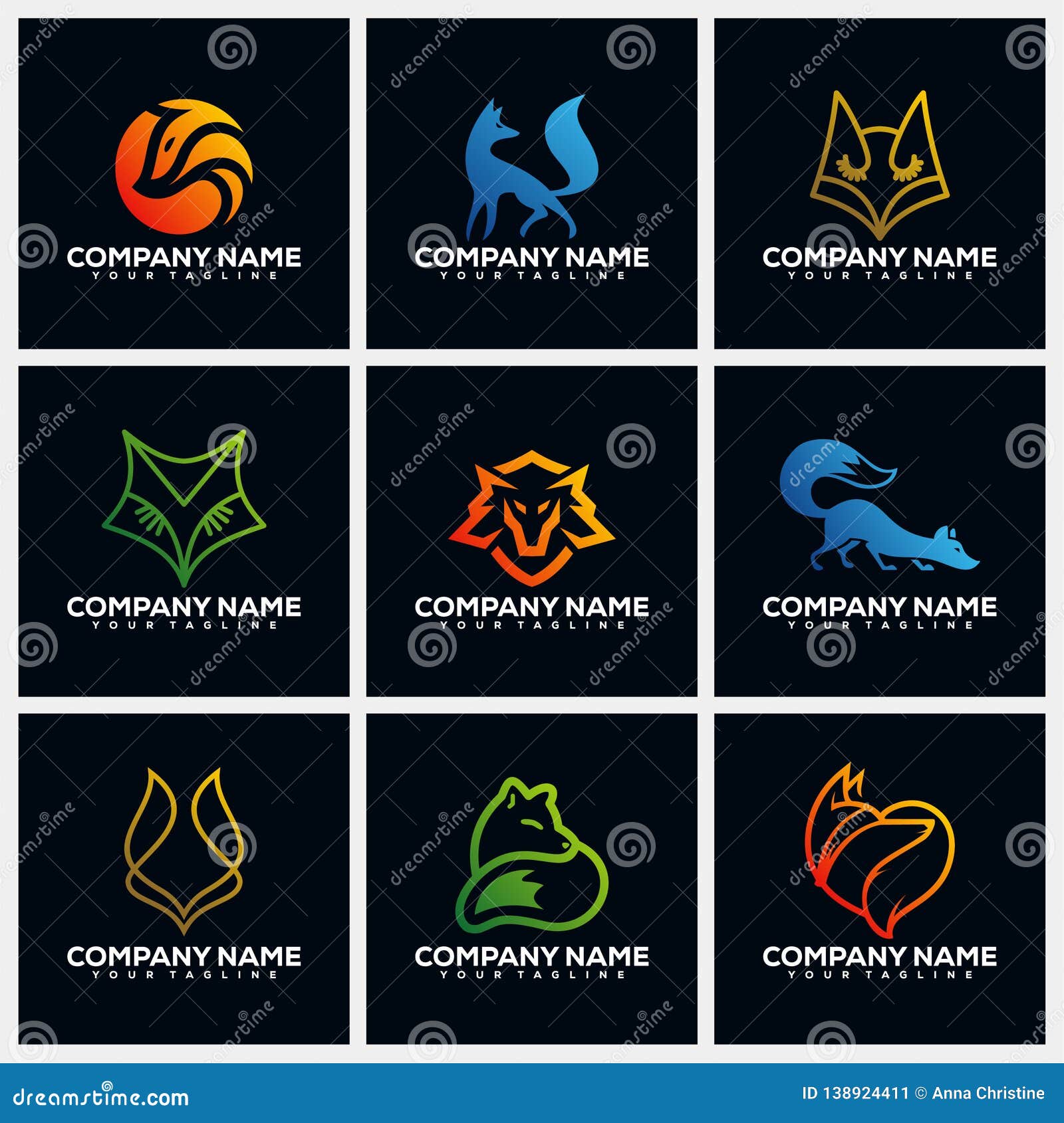 Fox Pack Creative Logo Design Concept Vector Template Stock ...