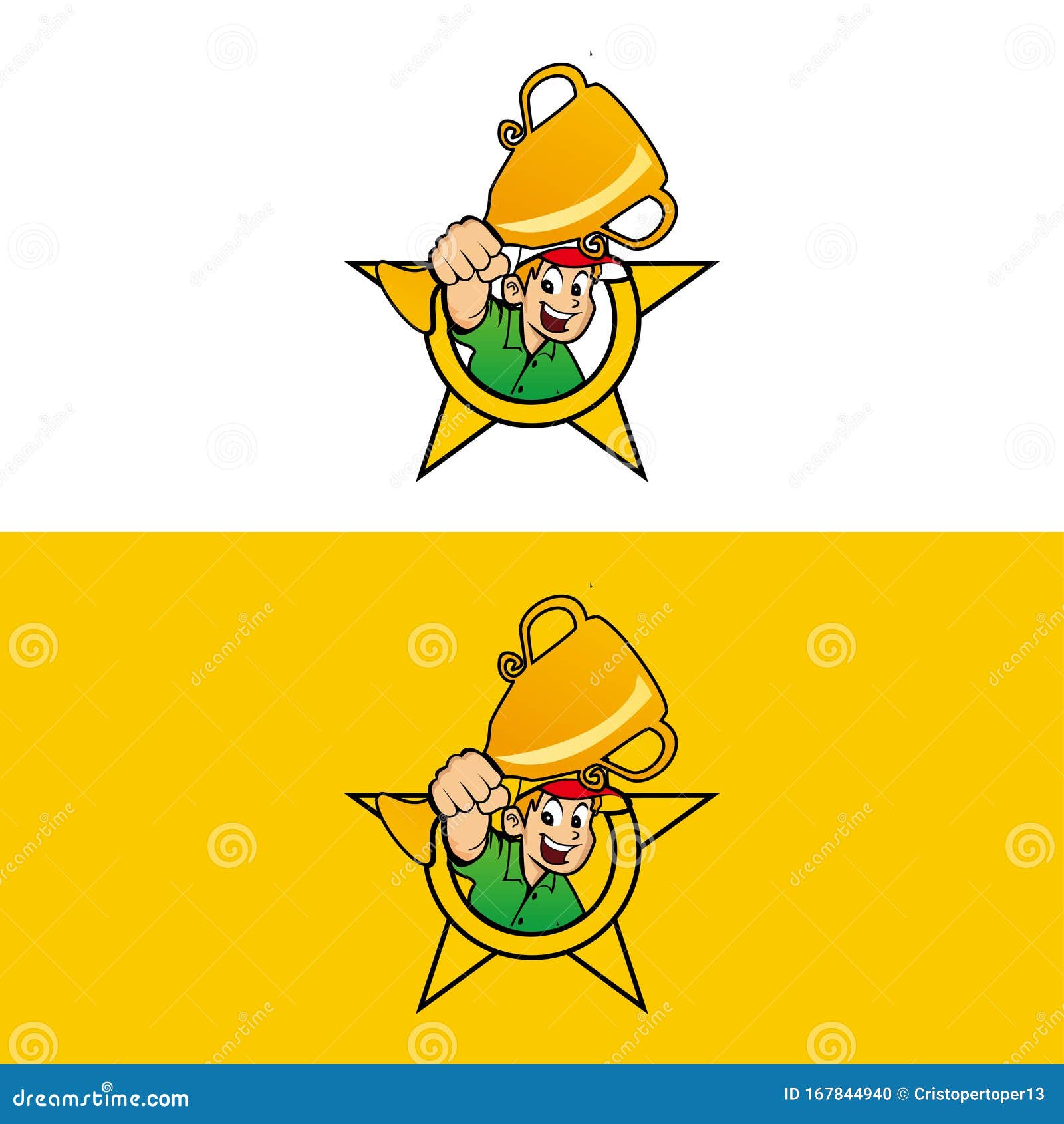 Creative Logo of Person Lifting Trophy Vector Stock Vector ...