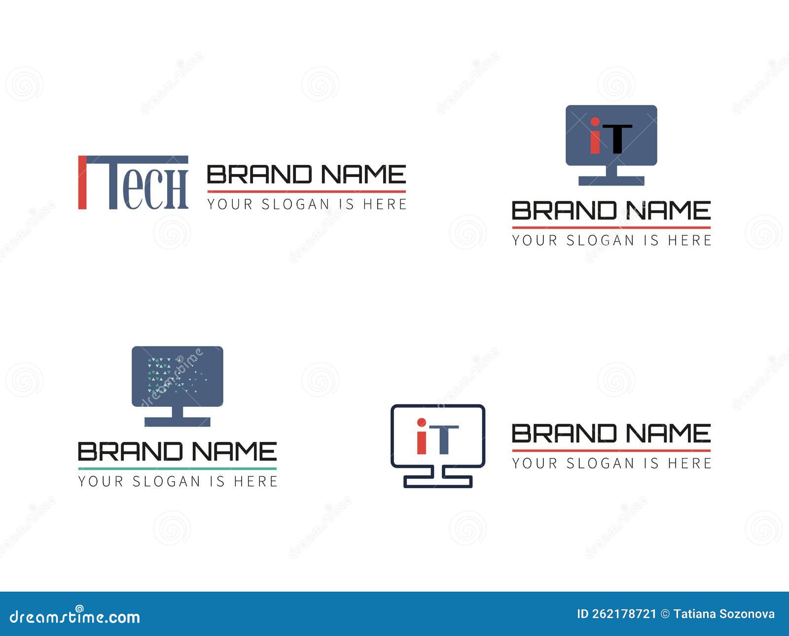 Creative Logo Set, it Letter Combination for Information Technology ...