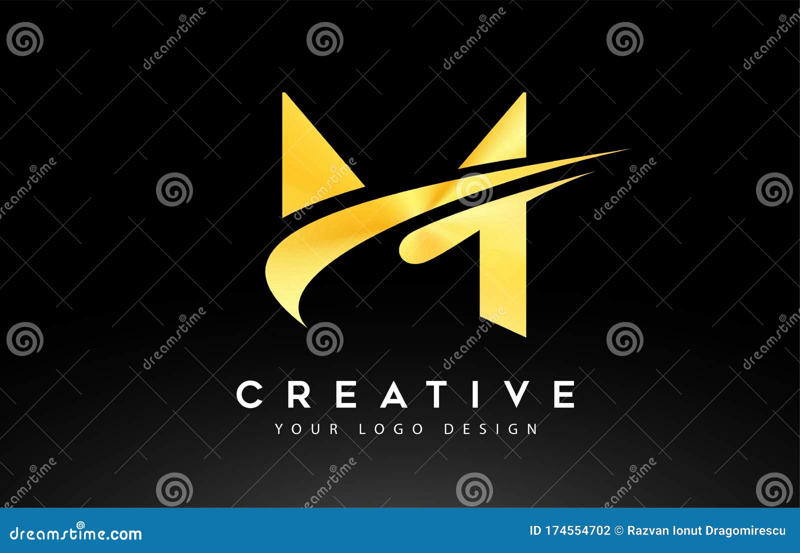 Creative M Letter Logo Design with Swoosh Icon Vector Stock Vector ...