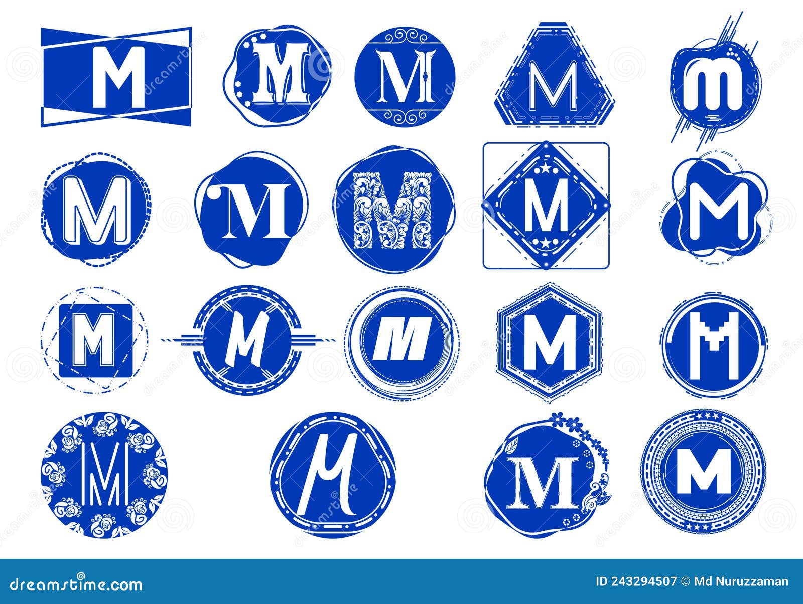 Creative M Letter Logo and Icon Design Template Bundle Stock Vector ...