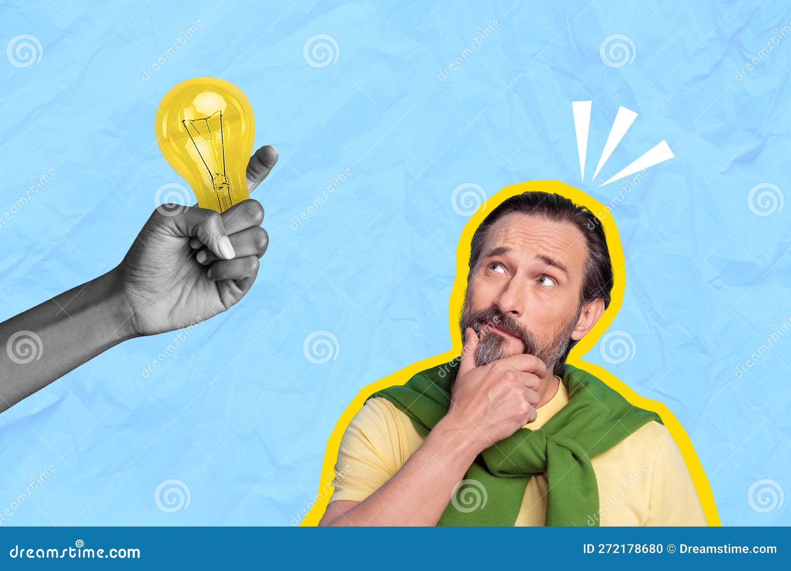 Creative Magazine Template Picture Collage of Pensive Thoughtful ...