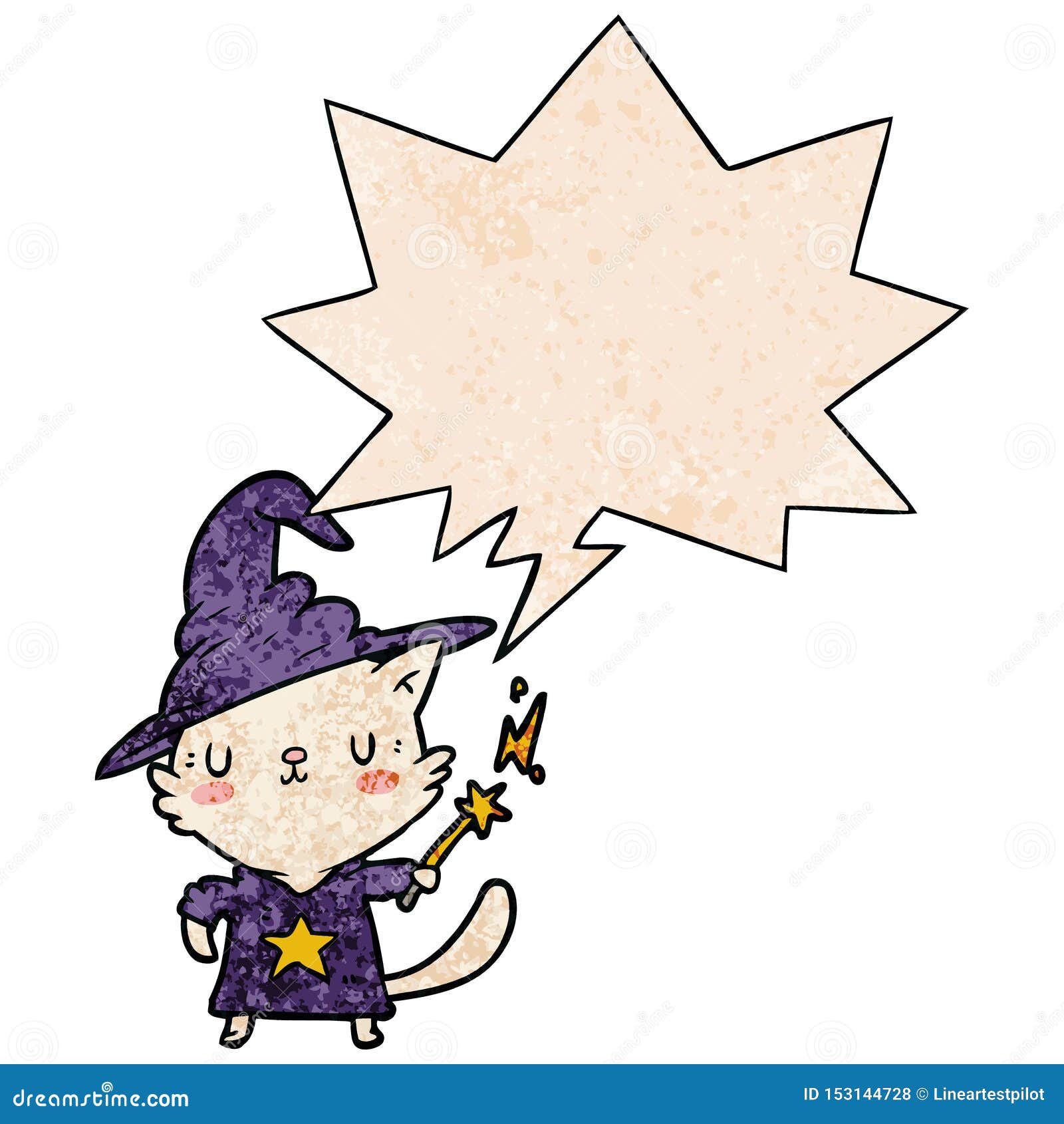 A Creative Magical Amazing Cartoon Cat Wizard and Speech Bubble in ...