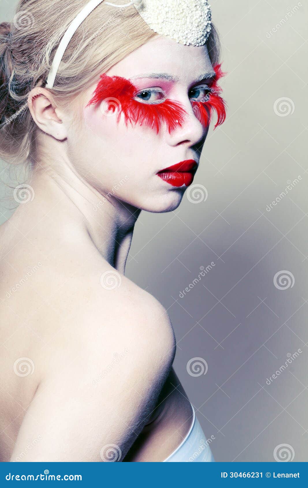 Creative Makeup False Red Eyelashes Stock Image - Image of colorful ...