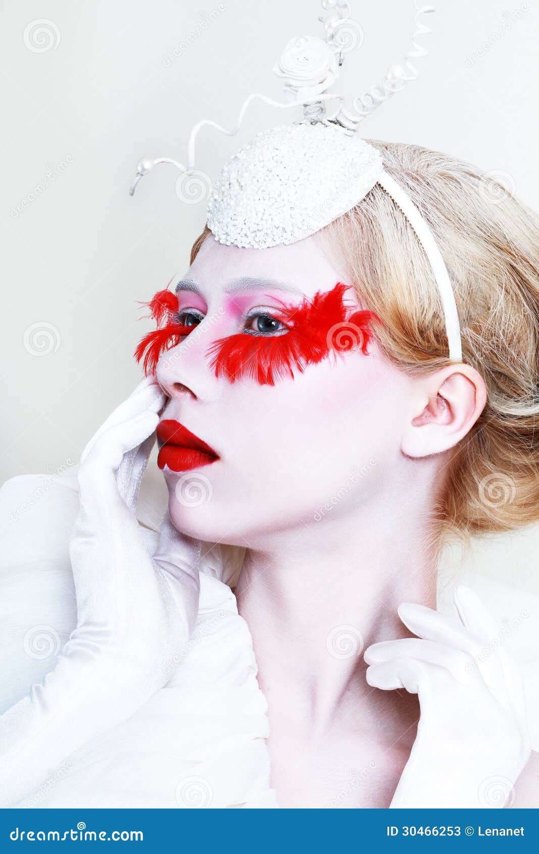Creative Makeup False Red Eyelashes Stock Image - Image of bright ...