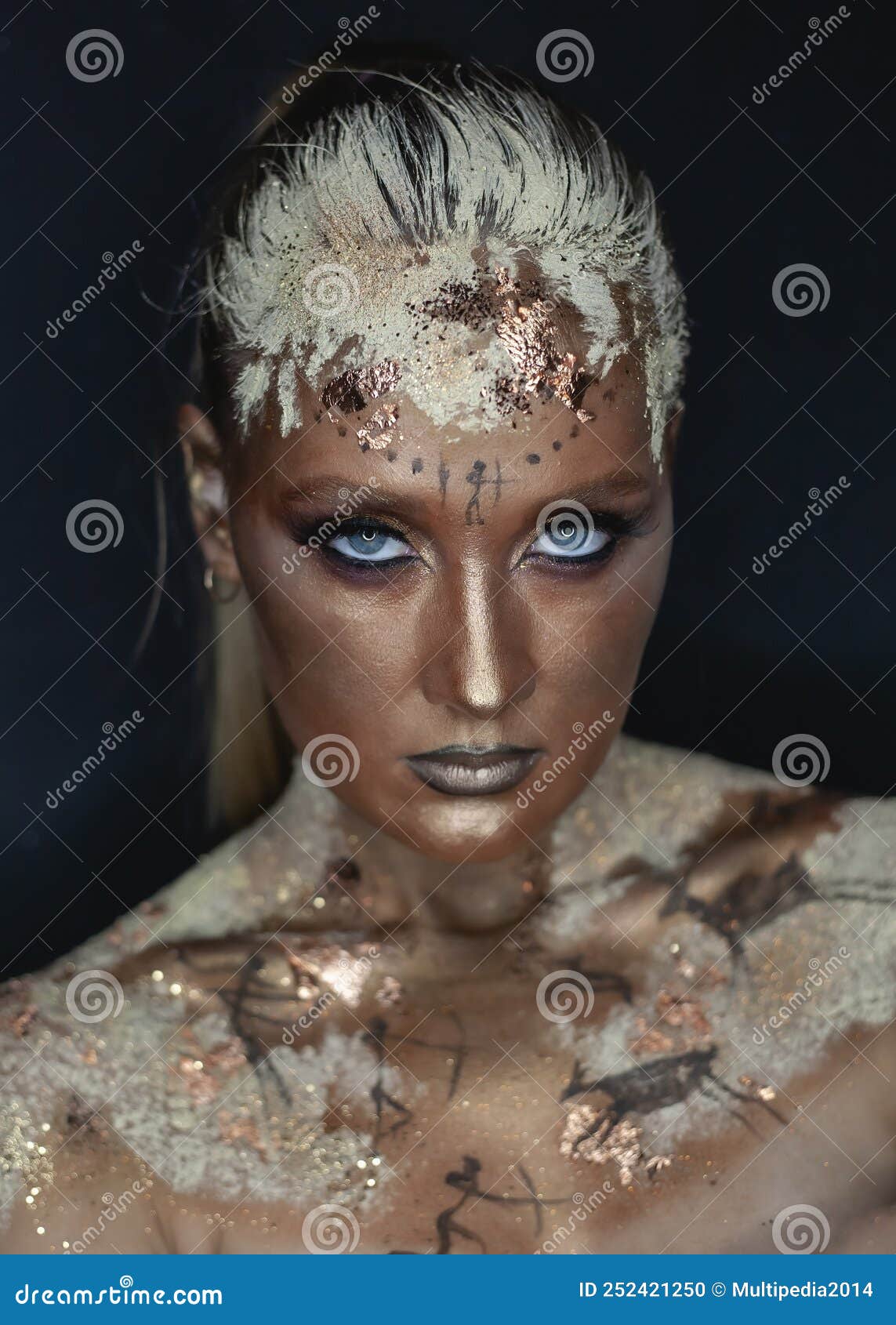 Creative Makeup in the Style of Prehistoric Cave Painting Stock Photo ... Creative Makeup in the Style of Prehistoric Cave Painting Stock Photo ...