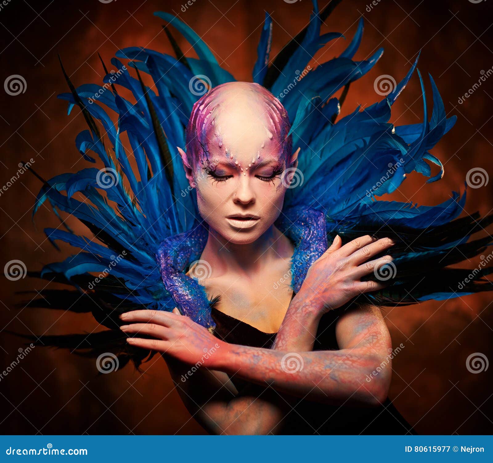 Creative Makeup. Woman from Space Concept. Stock Image - Image of ...