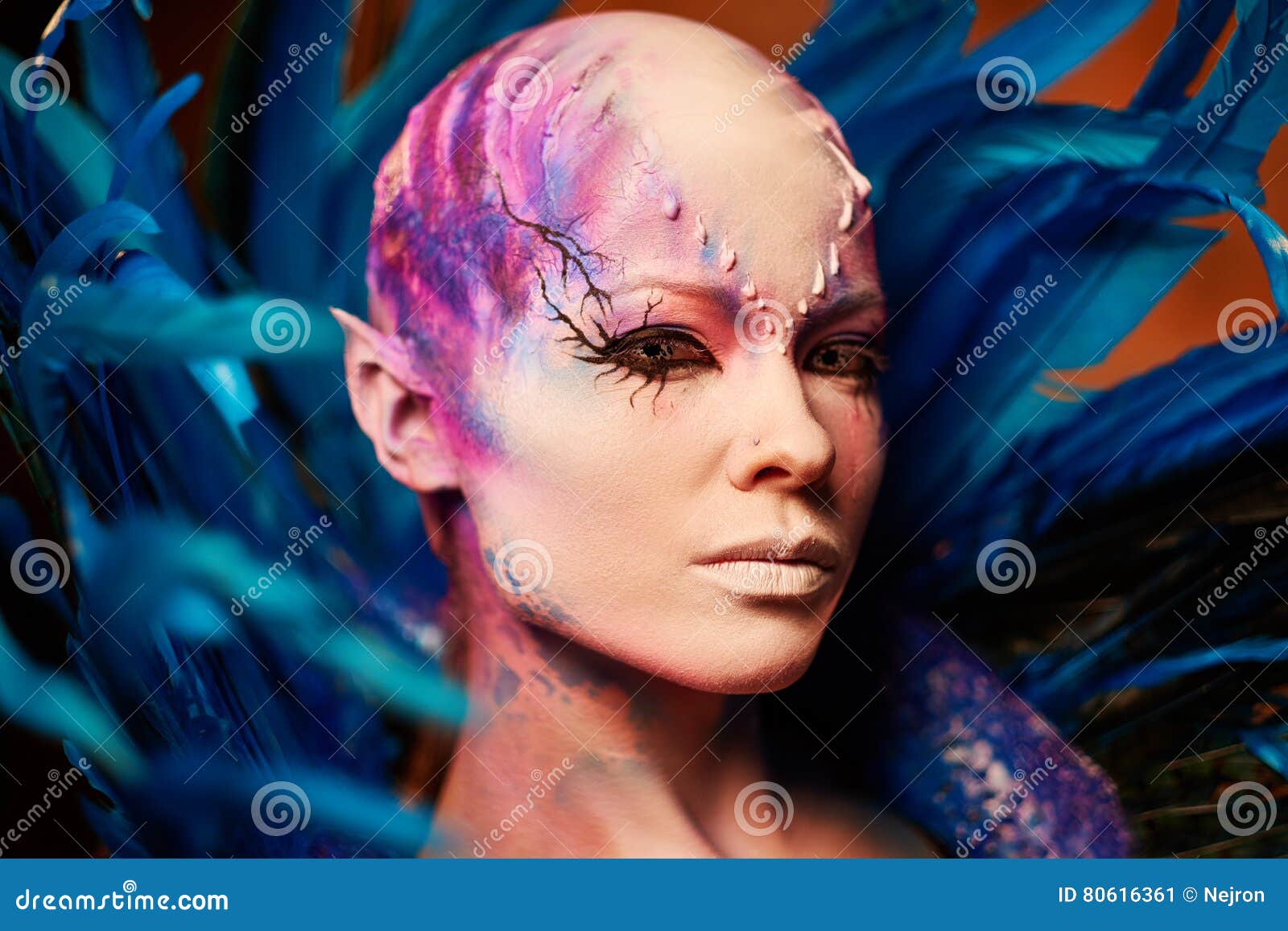 Creative Makeup. Woman from Space Concept. Stock Image - Image of ...