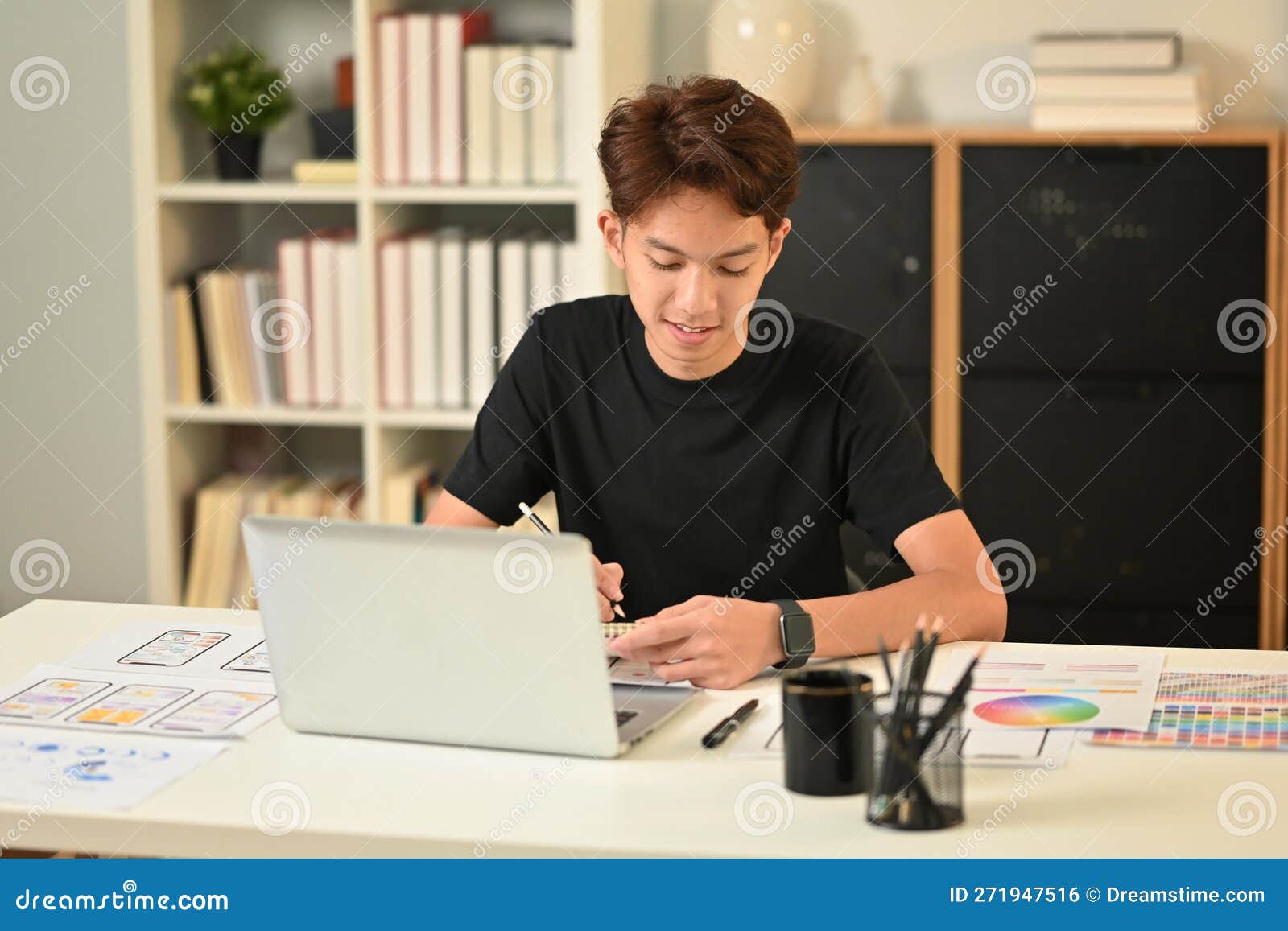 Creative Male Web Developer Working on Development Project for Mobile ...