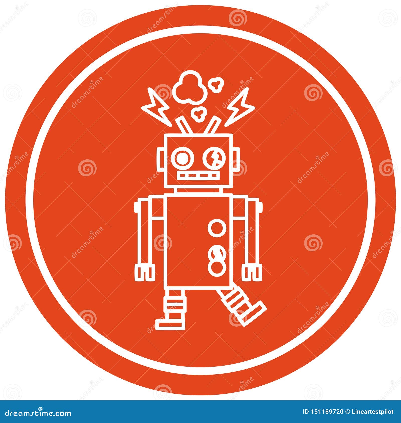 A Creative Malfunctioning Robot Circular Icon Stock Vector ...