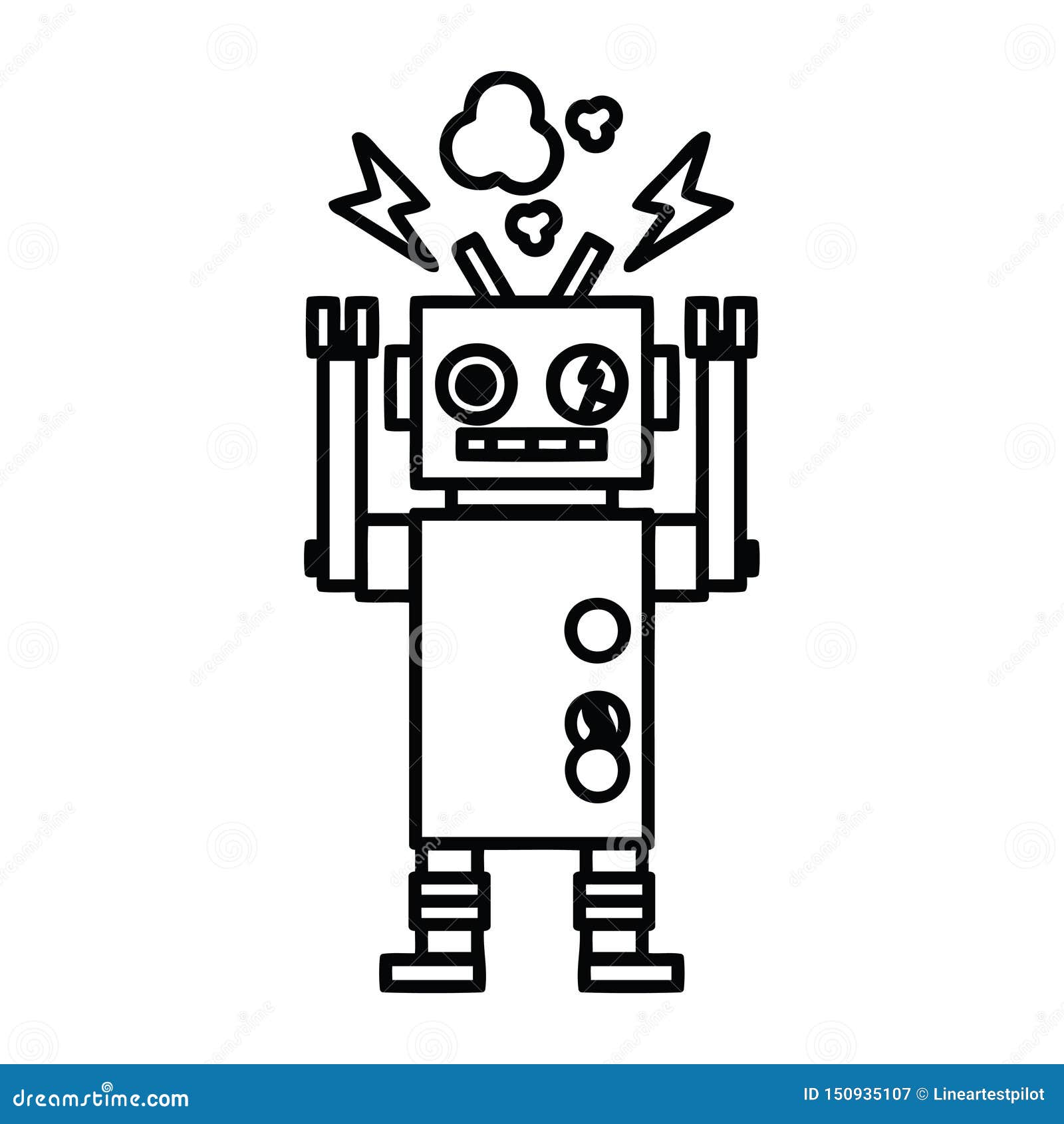 A Creative Malfunctioning Robot Icon Stock Vector - Illustration of ...