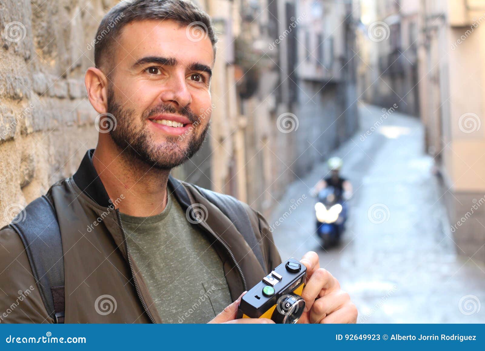 Creative Man Looking at a Possible Shot with Copy Space Stock Image ...