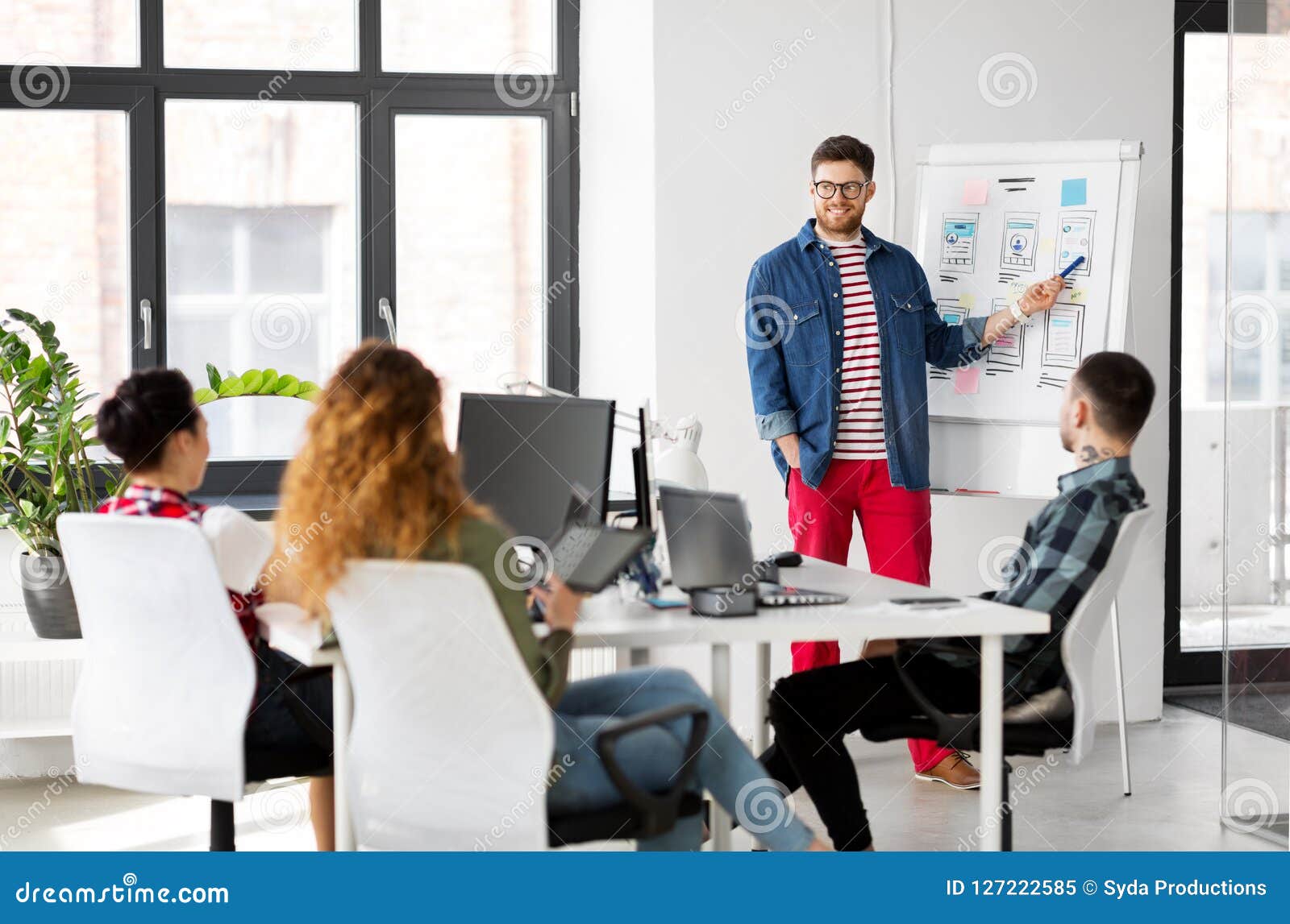 Creative Man Showing User Interface at Office Stock Image - Image of ...