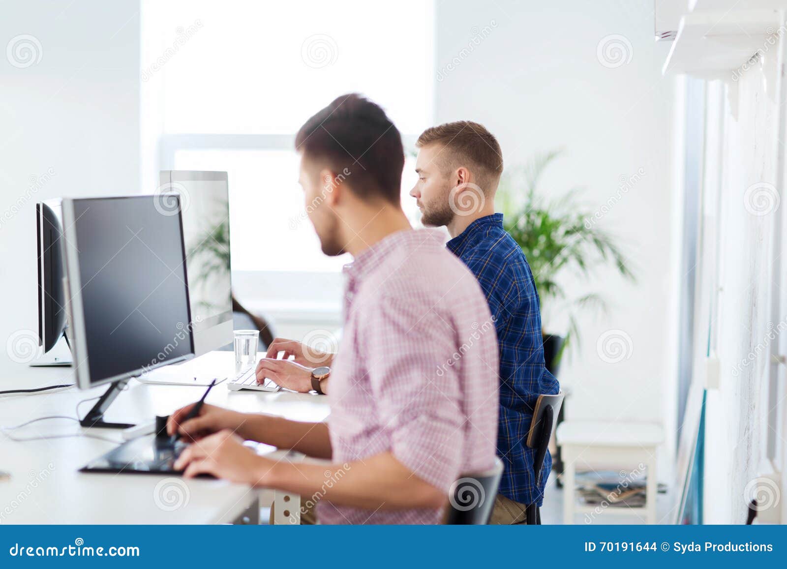 Creative Man or Student with Computer at Office Stock Photo - Image of ...
