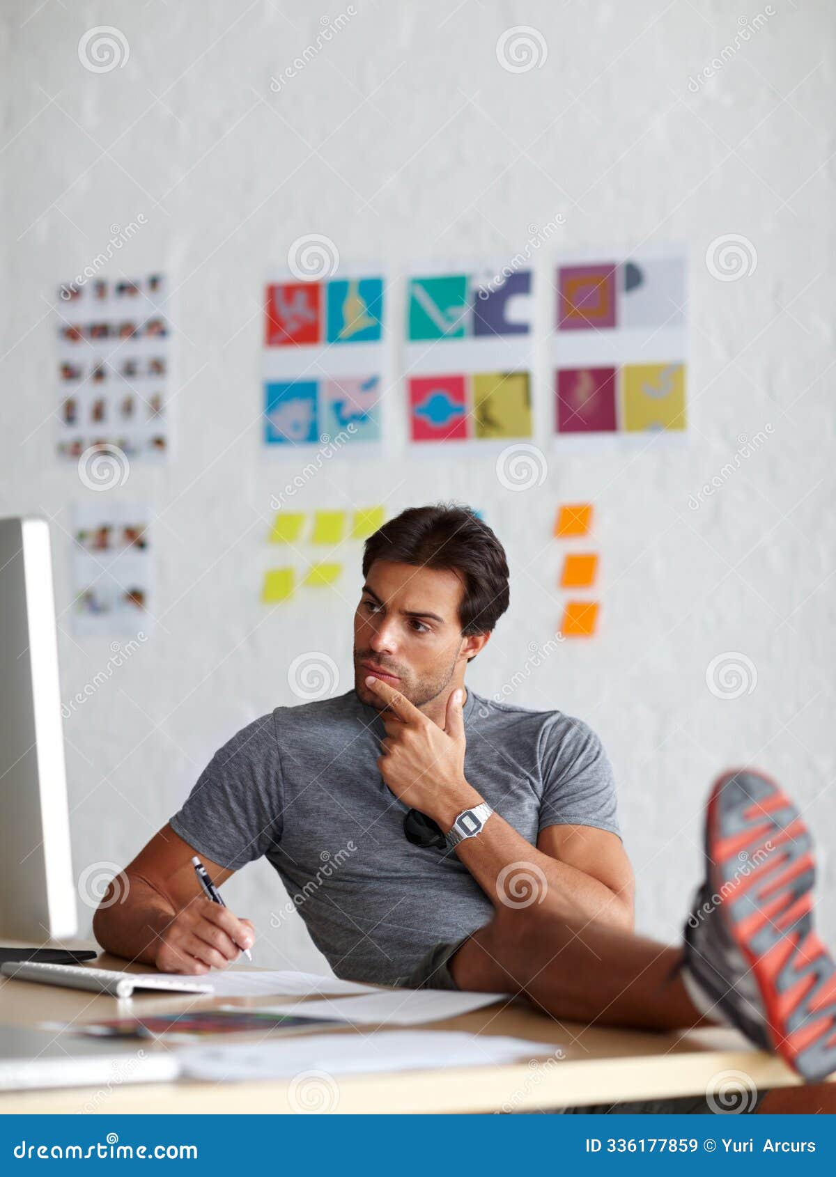 Creative, Man and Thinking by Computer in Office for Project Budget ...