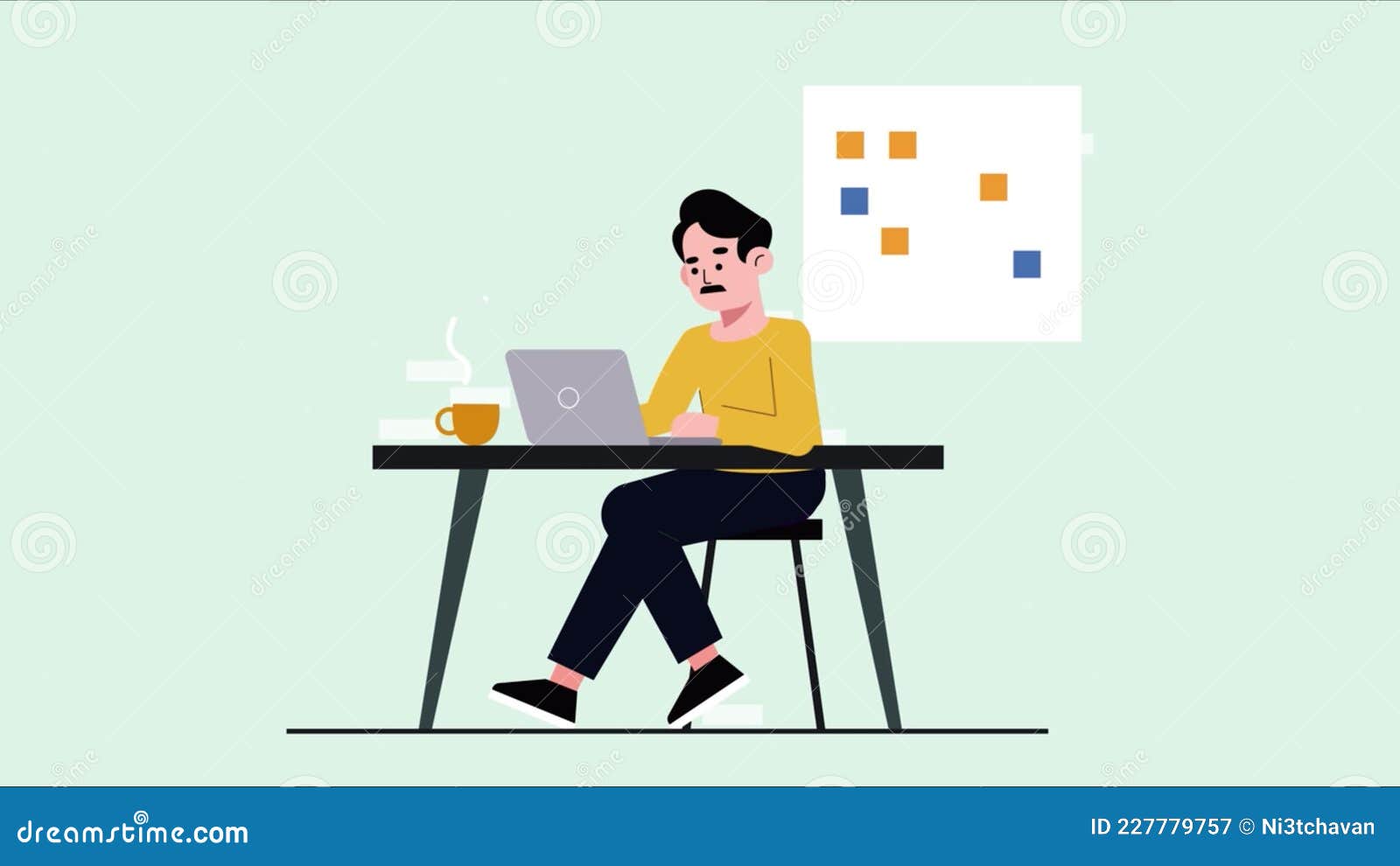 Creative Man Typing on Keyboard Laptop at at Office Workplace ...