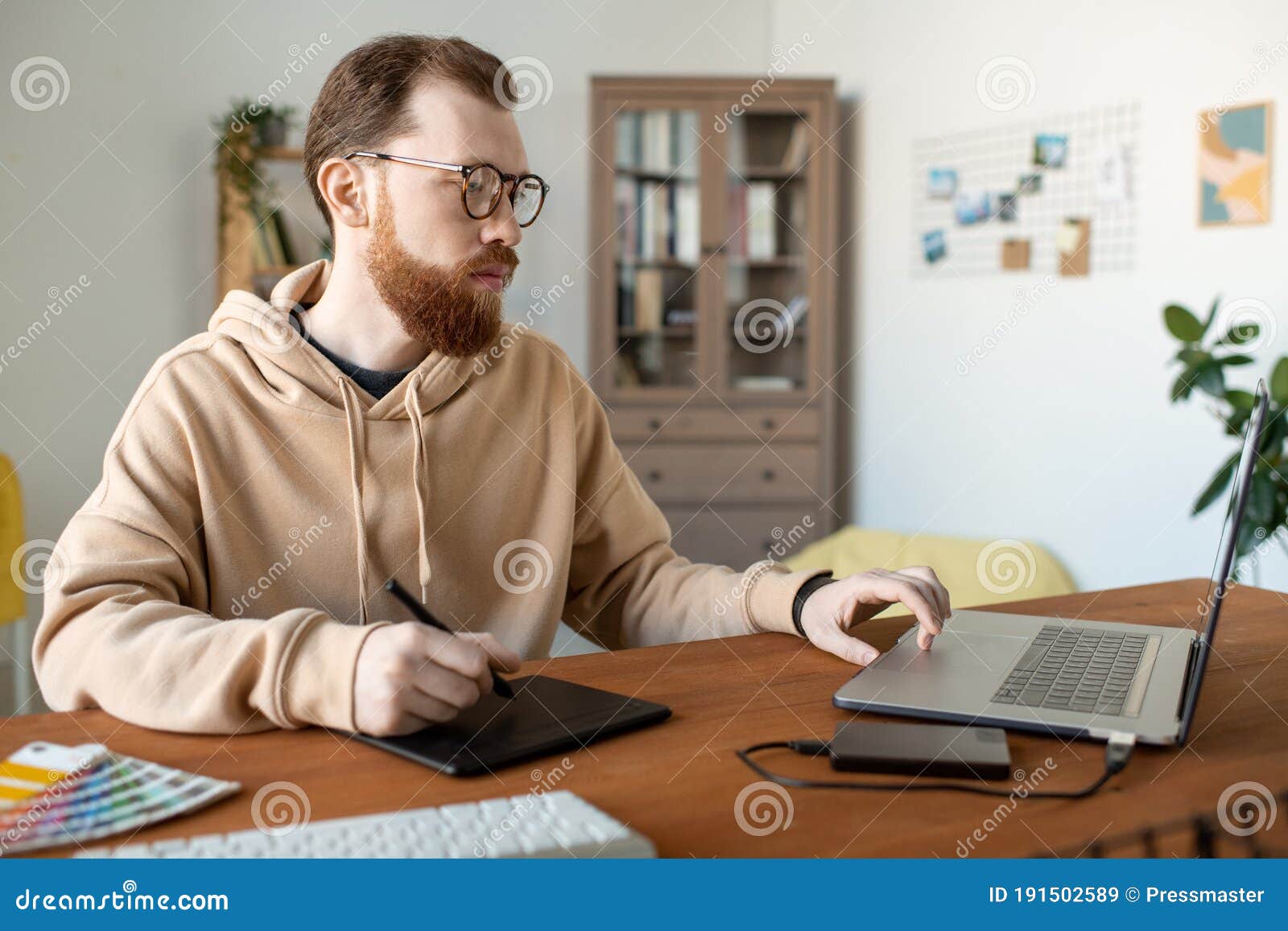 Creative Man Working on Design Project Stock Image - Image of ...