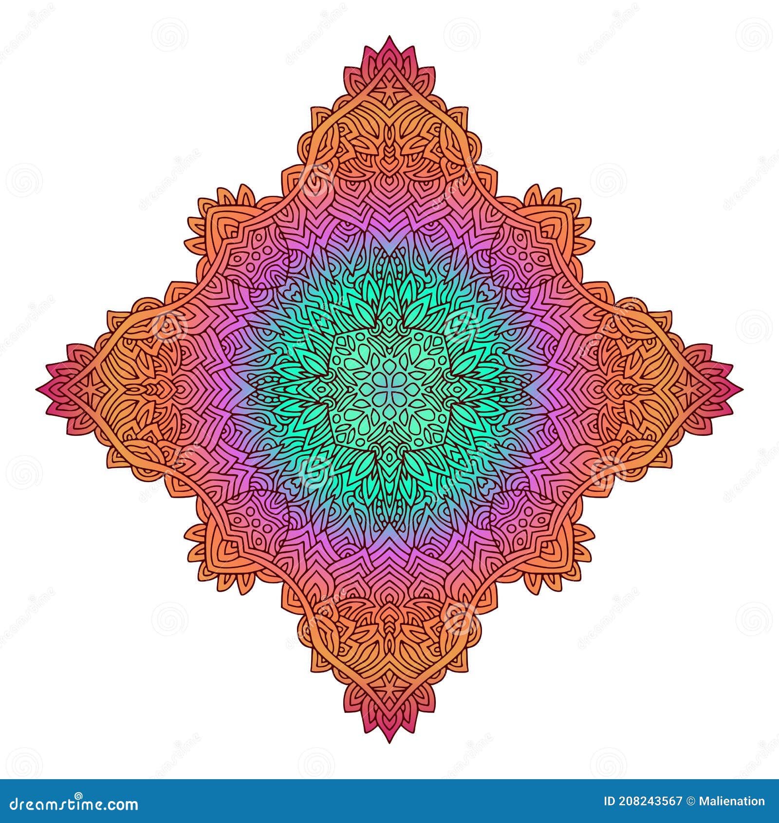 Creative Mandala in Bright Colors. Ornamental Print Design Stock Vector ...