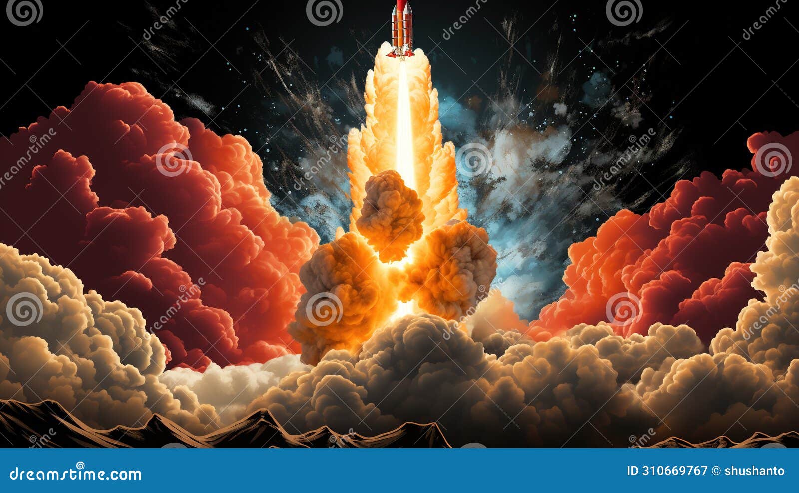 Creative Manipulation of Rocket Launching Stock Illustration ...