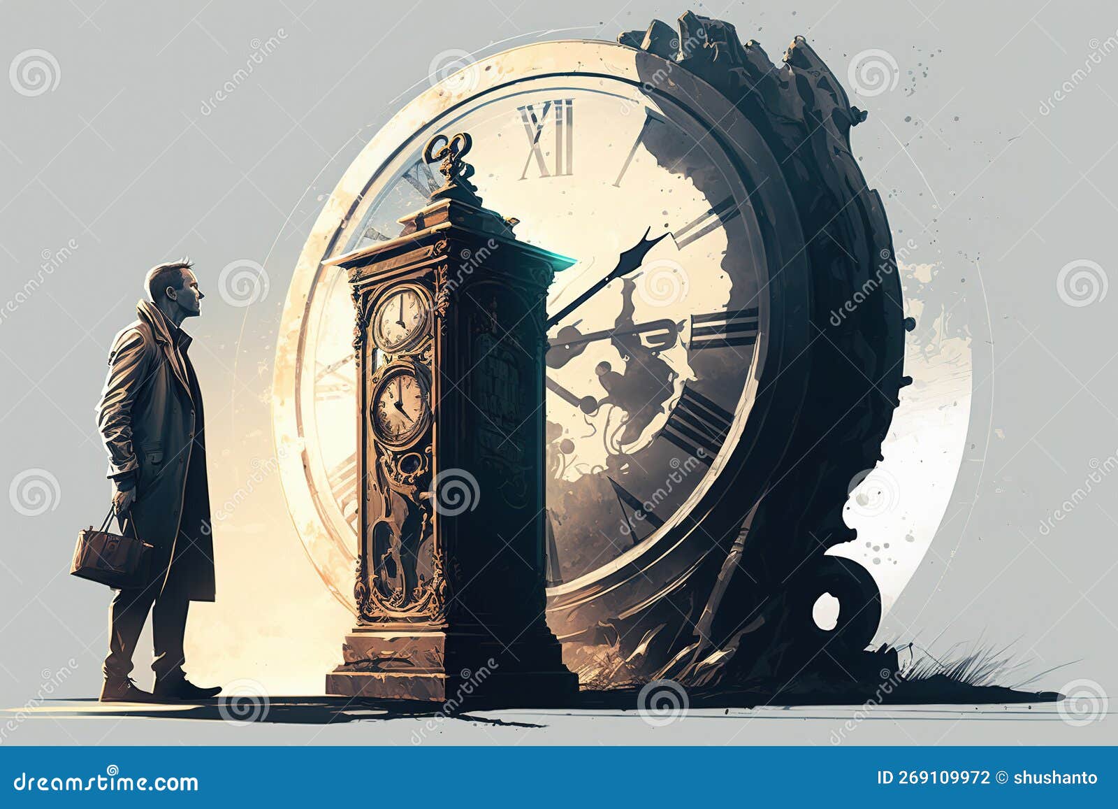 Creative Manipulation of Time Stock Illustration - Illustration of time ...