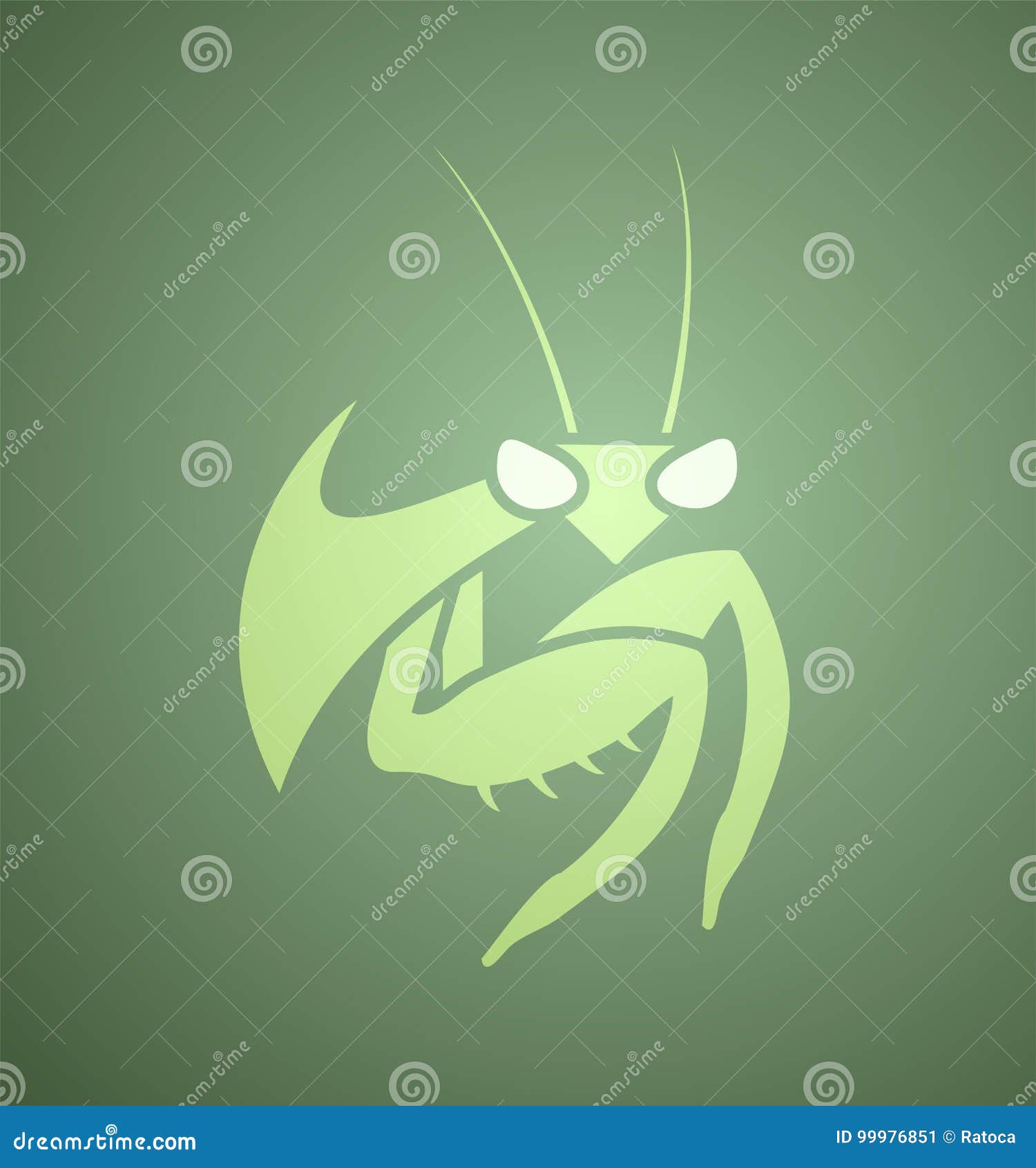 Mantis Icon In The Corner. Cute Cartoon Kawaii Funny Character. Green ...