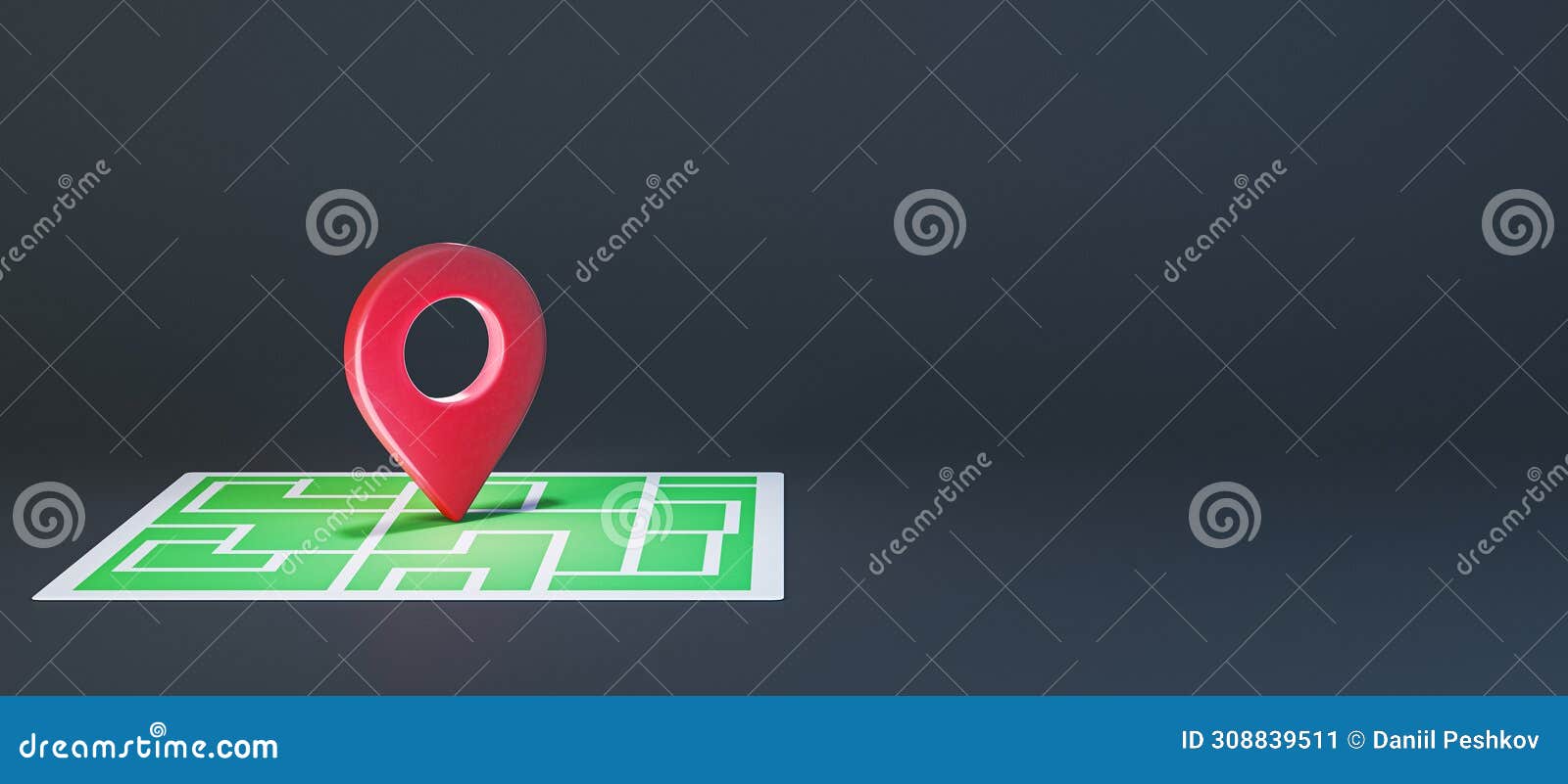 Creative Map with Location Pin on Wide Black Background with Mock Up ...