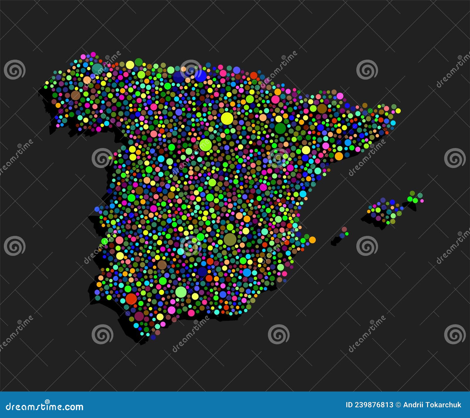 Creative Map Spain from Random Color Dots Stock Vector - Illustration ...