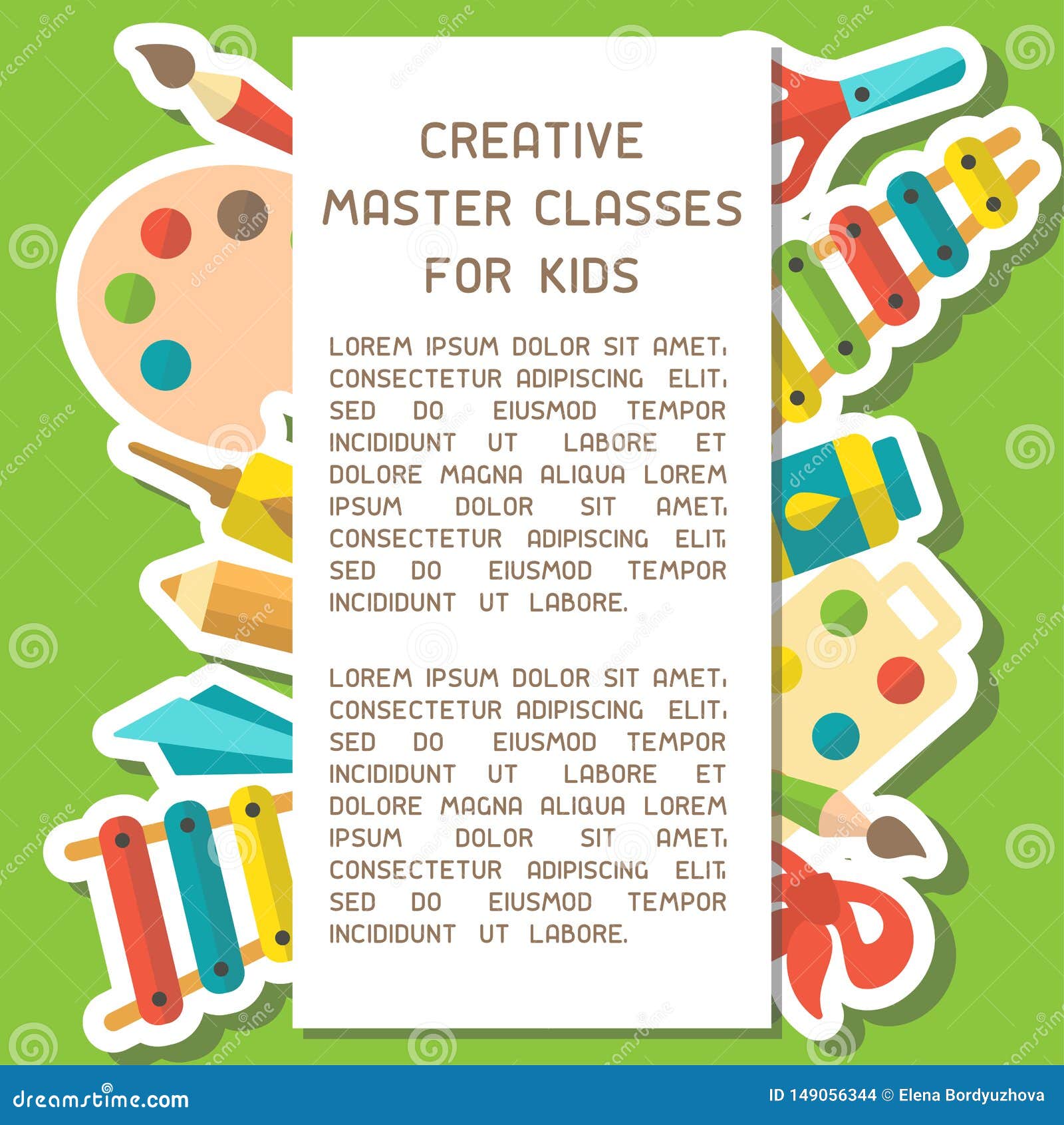 Creative Master Classes Placard with Place for Your Text and Things for ...