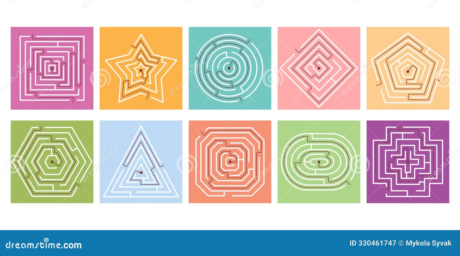 Creative Maze Game and Labyrinth Puzzle with Different Shapes and Forms ...