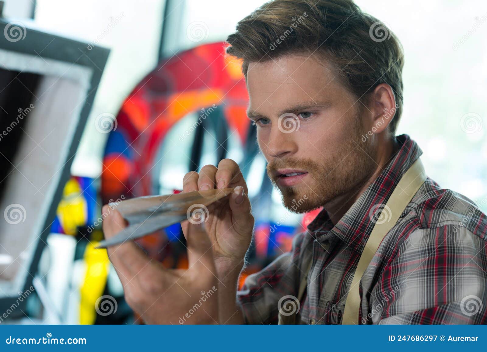 Creative Mechanical Engineer Working with Metal Piece Stock Image ...