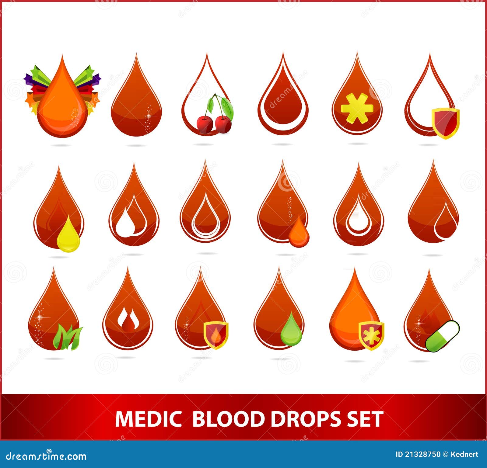 Creative Medic Blood Drops Symbols Set Stock Vector - Illustration of ...