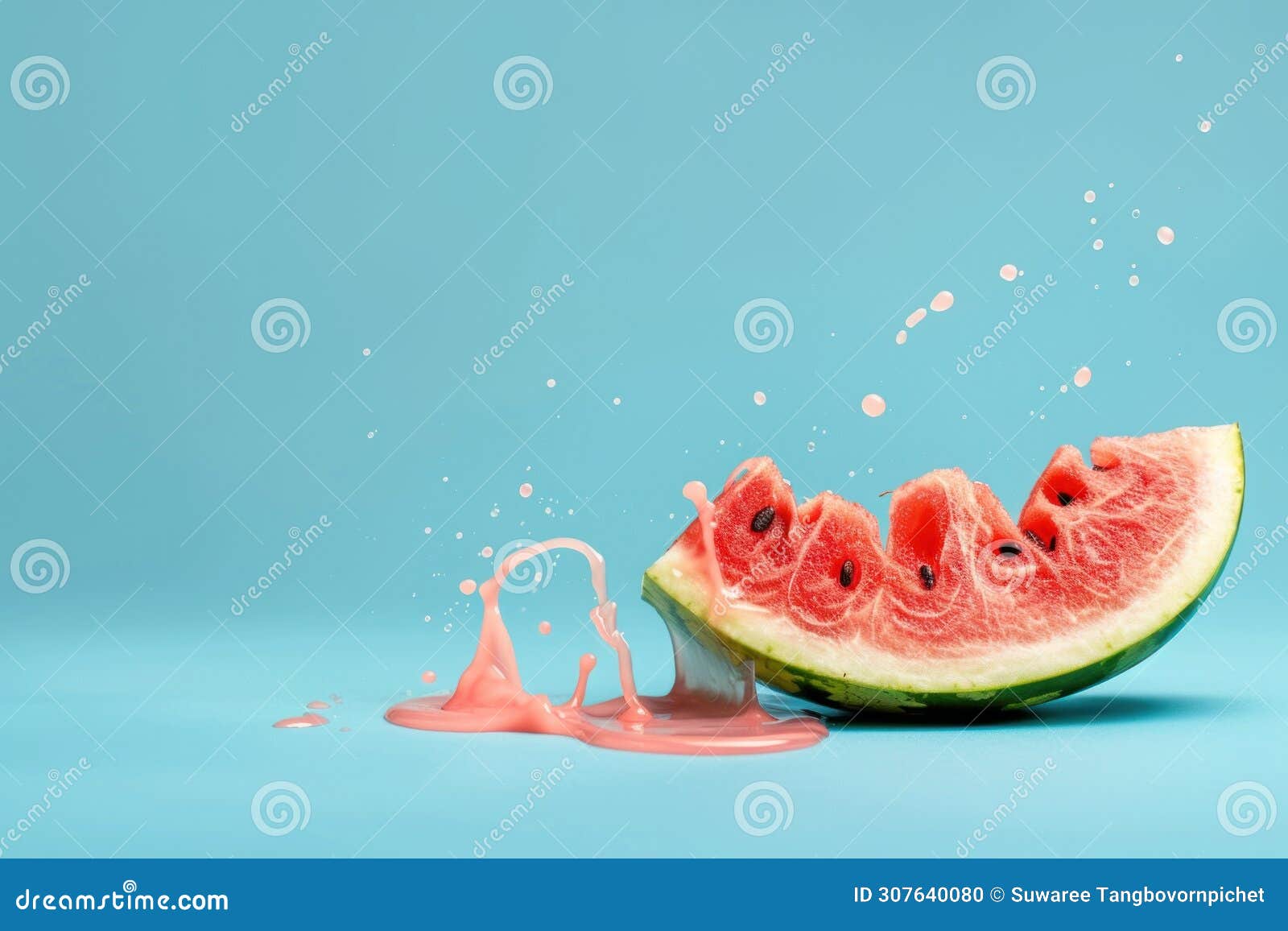 Creative Melting Watermelon Slice on Blue Background Stock Illustration ...