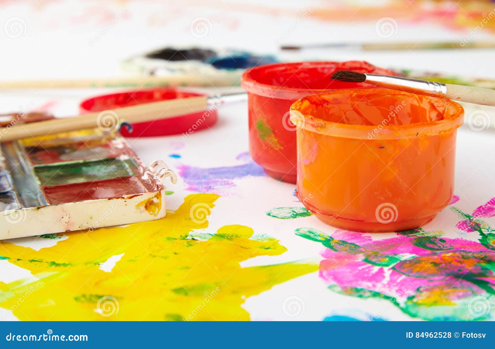 Creative Mess on the Desktop Stock Photo - Image of paper, child: 84962528