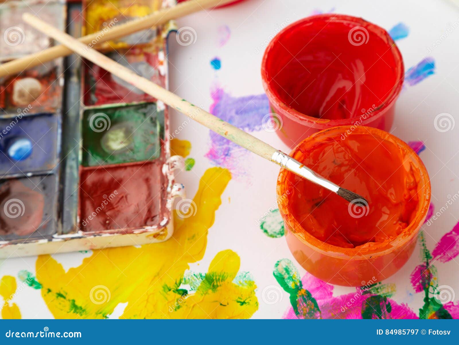 Creative Mess on the Desktop Stock Image - Image of hand, watercolor ...