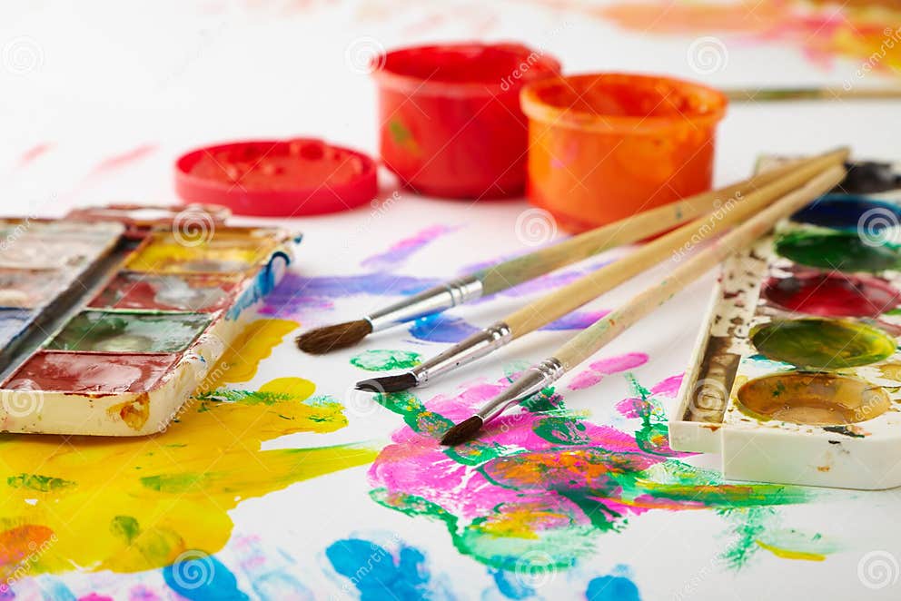 Creative Mess on the Desktop Stock Photo - Image of footprint, artist ...