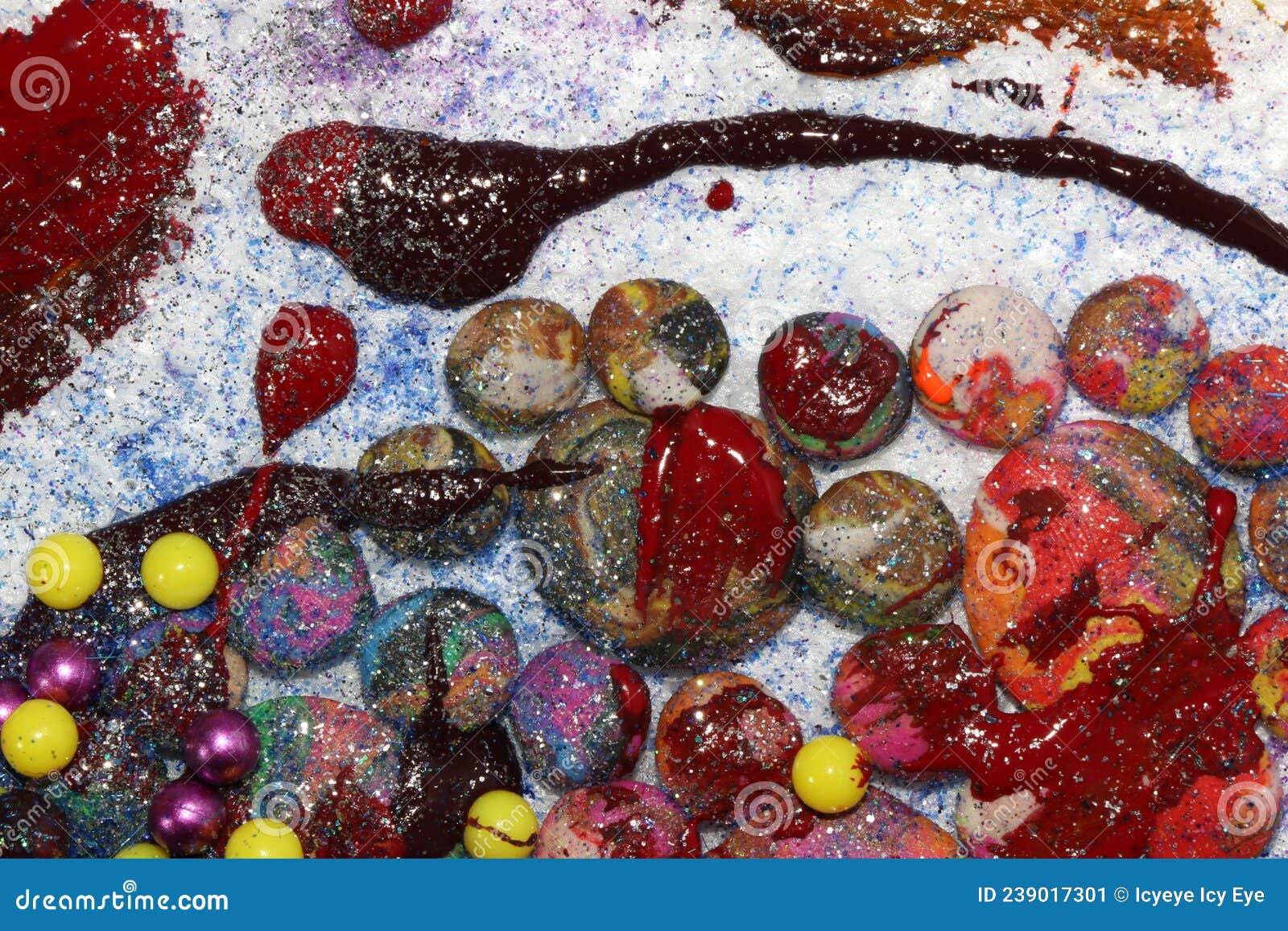 Creative Mess with Lots of Colors and Glittery Dots Stock Illustration ...