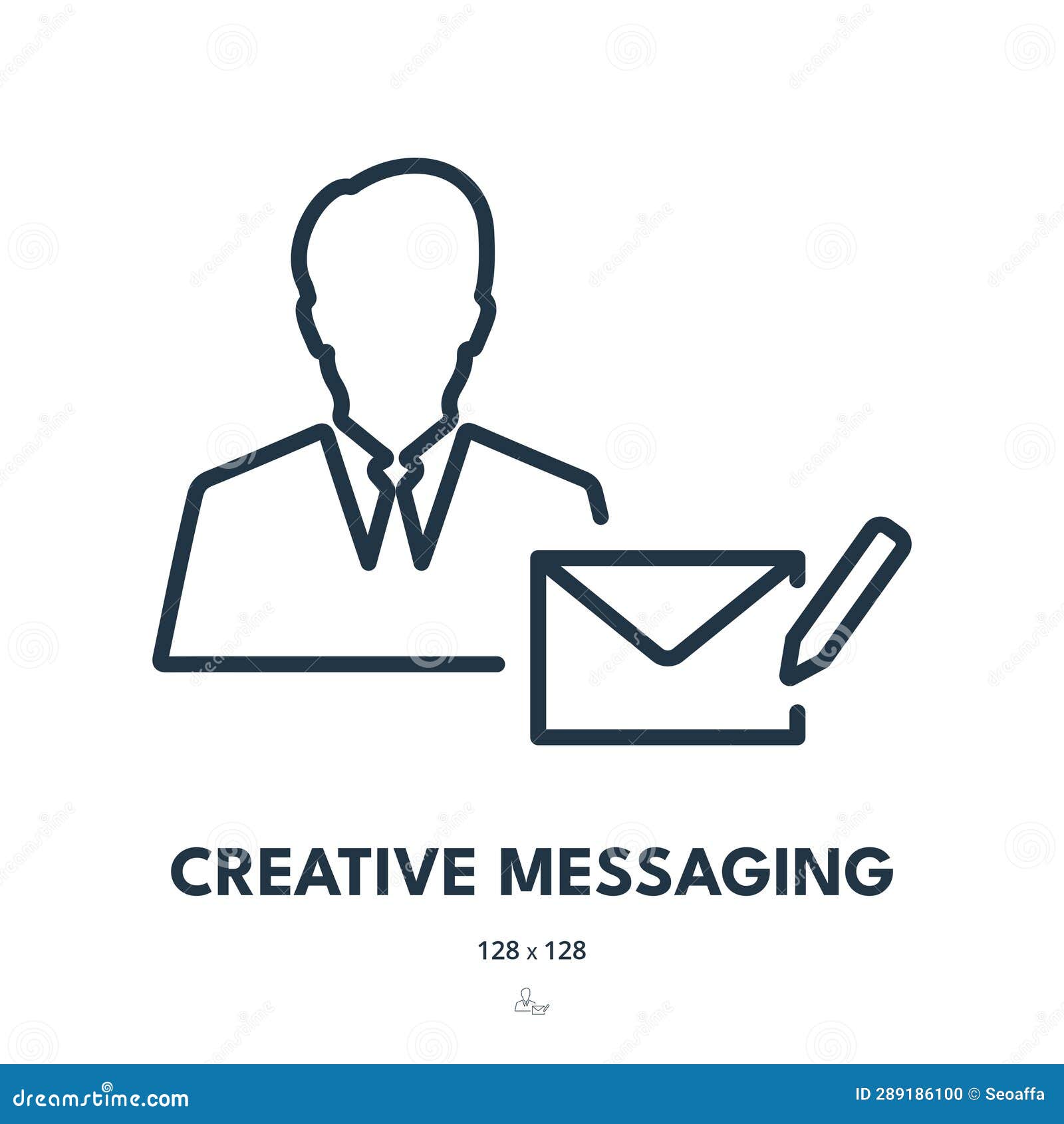 Creative Messaging Icon. Communication, Mail, Writing. Editable Stroke ...