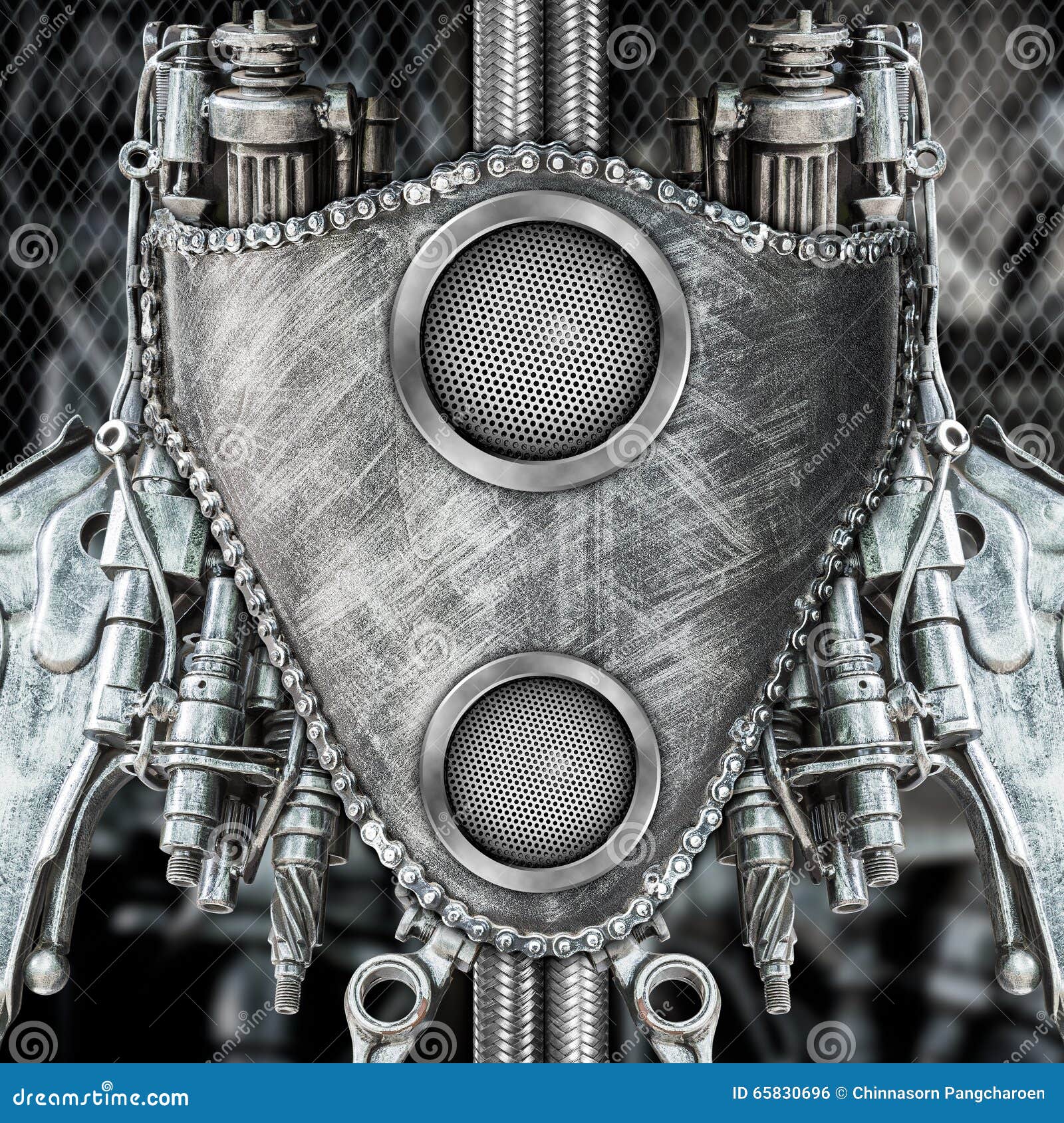 Metallic Robot Androids One With Human Eyes Stock Photography ...