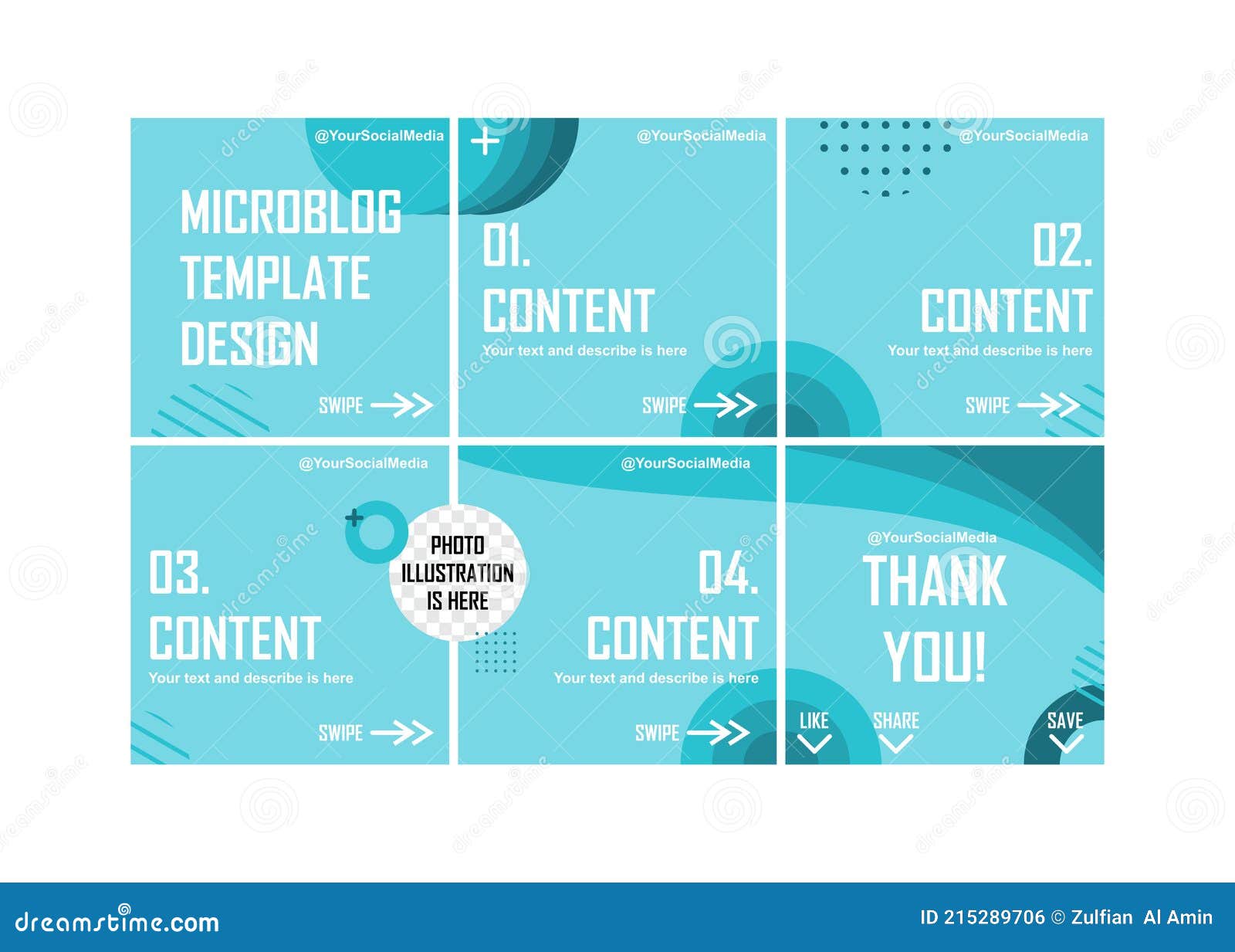 Microblog Carousel Slides Template 3 Cartoon Vector | CartoonDealer.com ...