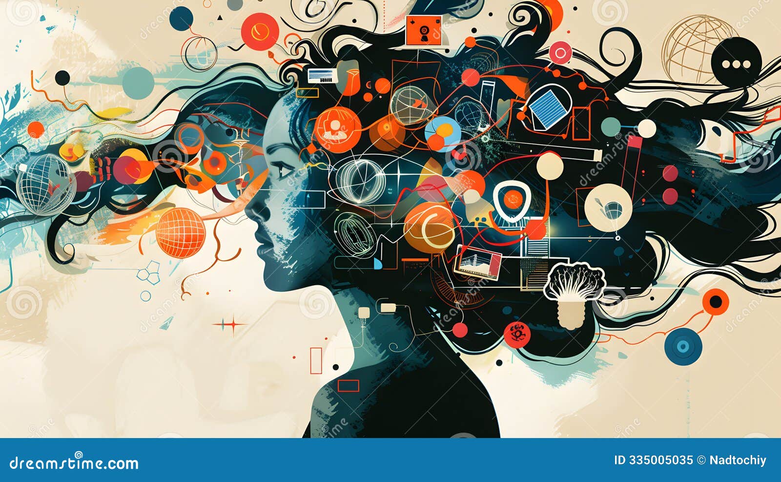 The Creative Mind is a Burst of Technology and Ideas Stock Image ...