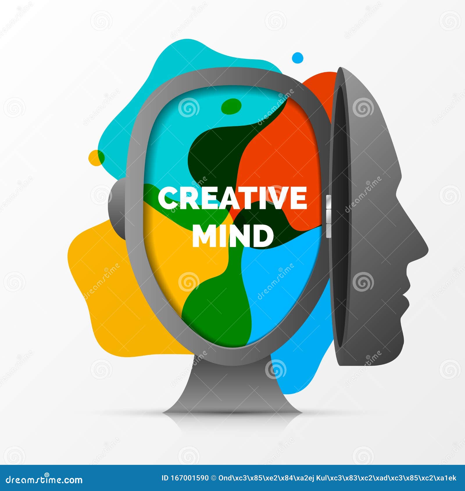 Creative Mind. Colors in Open Head Stock Vector - Illustration of ...