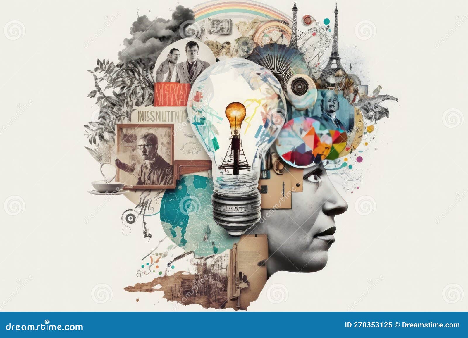 Creative Mind. Concept of Intelligence. Art Collage Stock Illustration ...