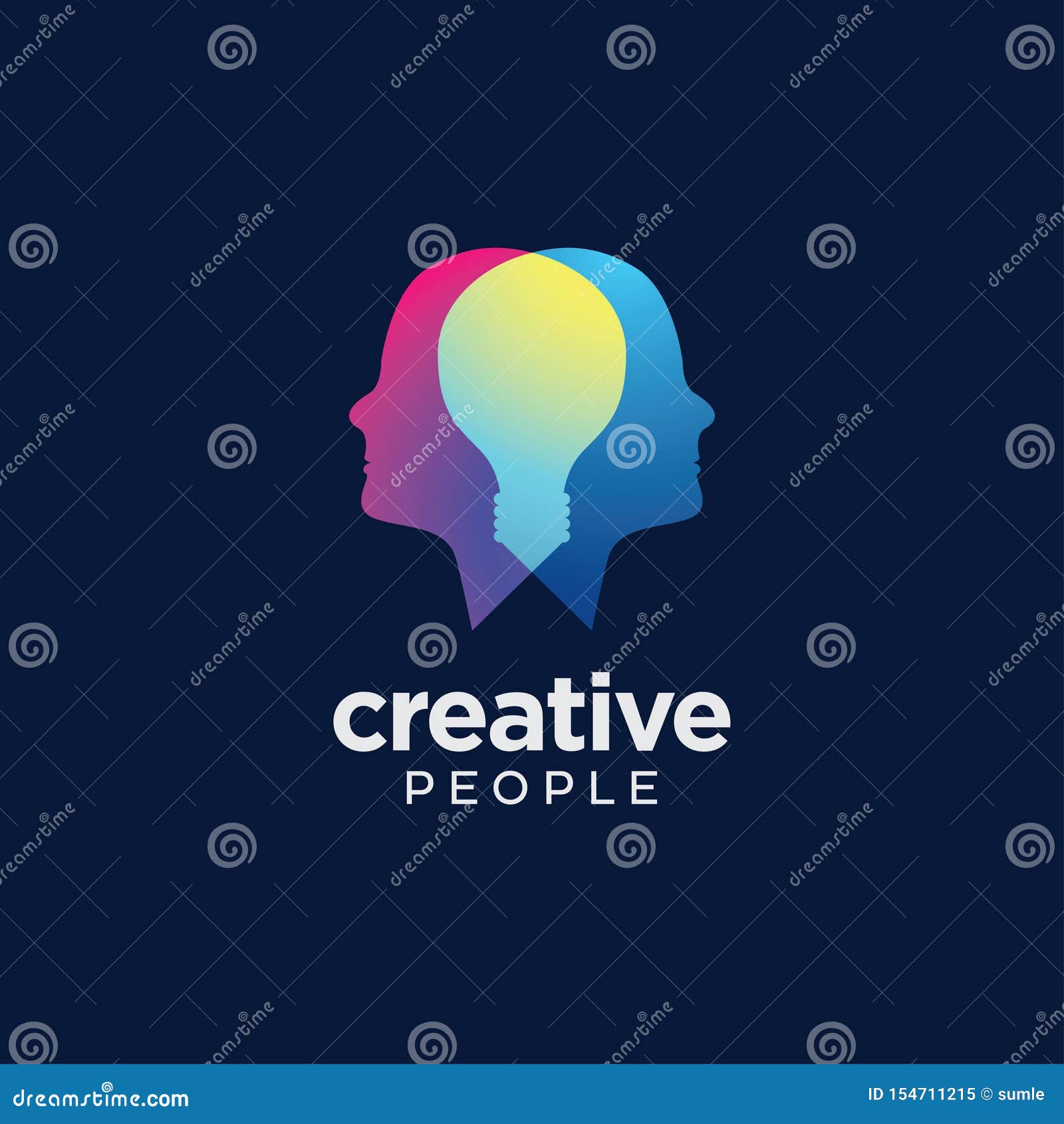 Abstract Overlapping Human Head Logo Stock Illustration - Illustration ...