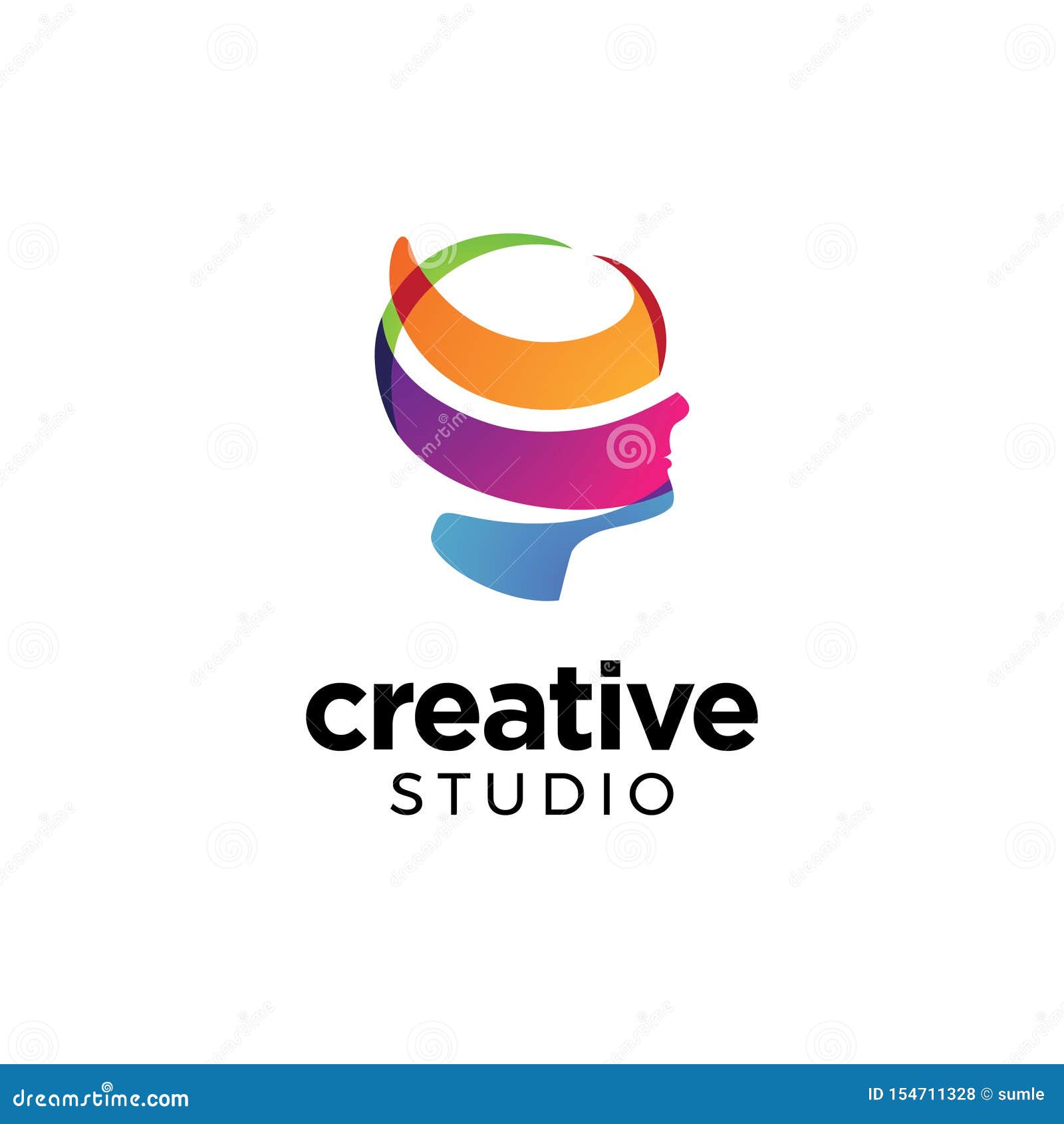 Vibrant Color Modern Logo Template with People`s Head Stock ...
